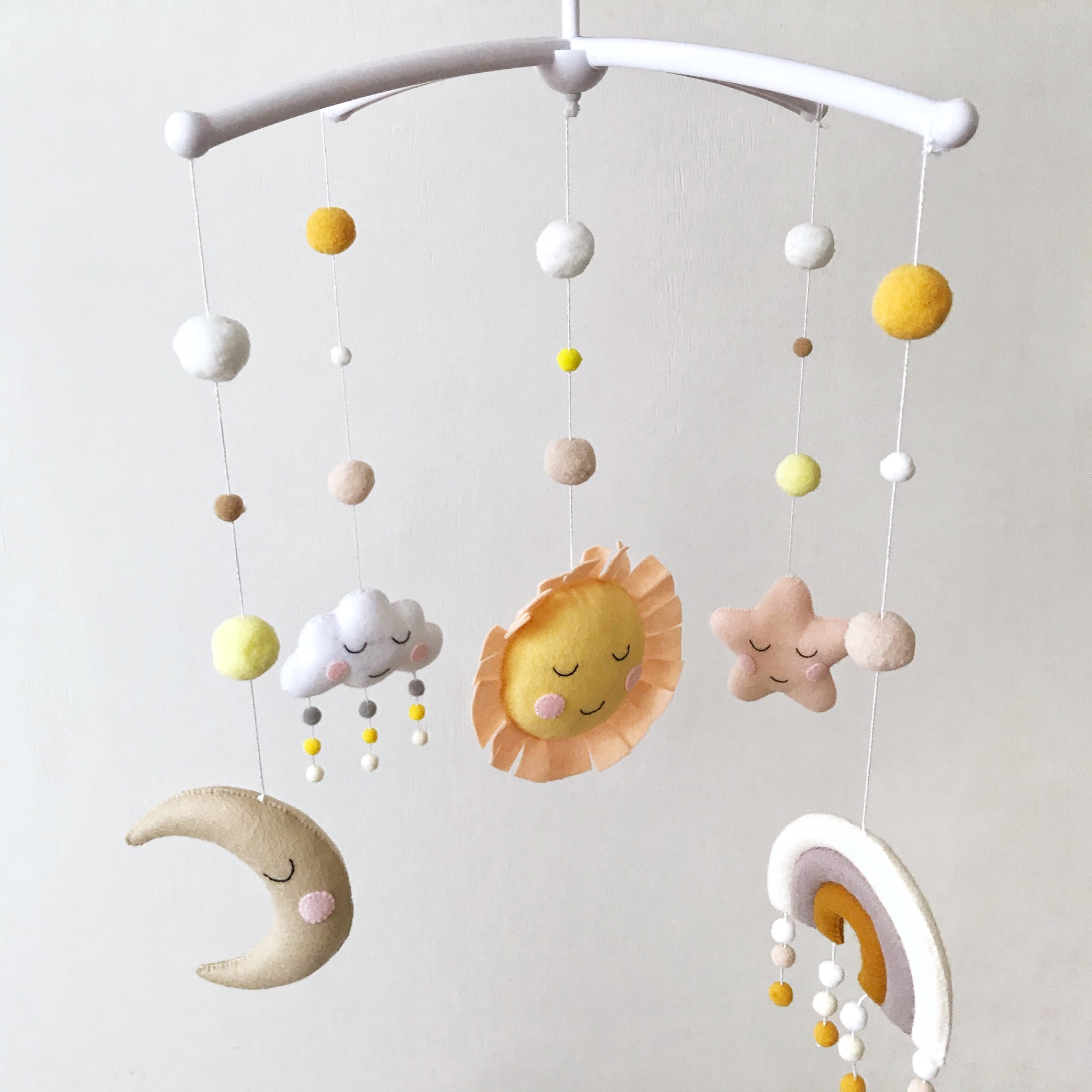 Rainbow baby mobile neutral. Sun star cloud moon mobile. | Inspire Uplift