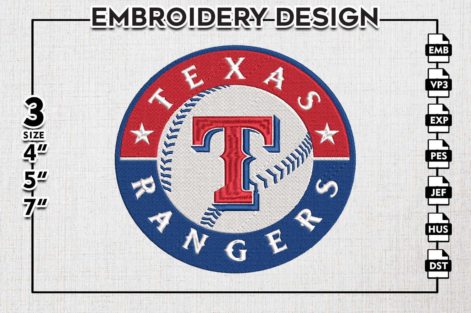 Texas Rangers Embroidery Design, Texas Rangers Baseball Team | Inspire ...