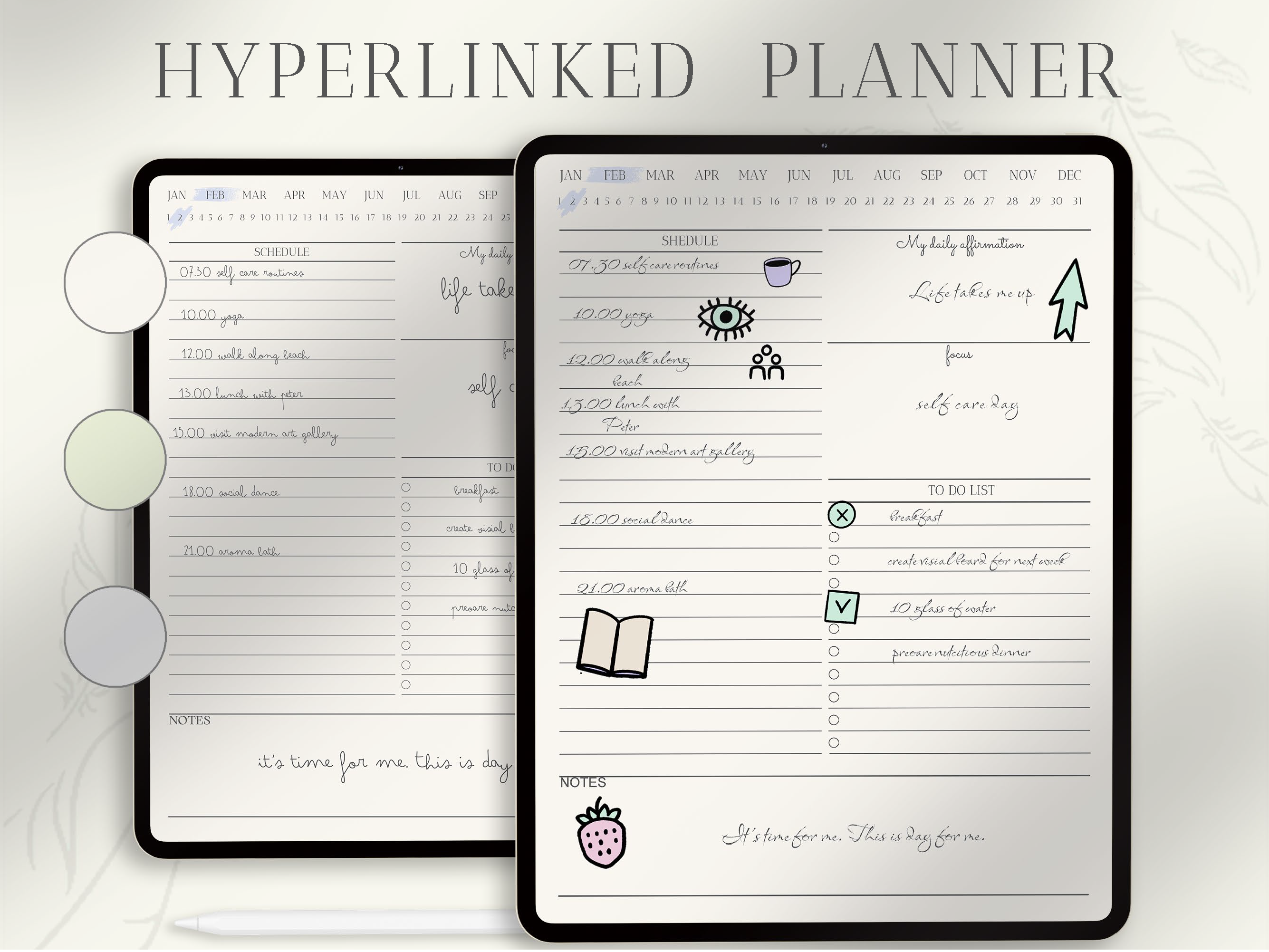 3 Hyperlinked Digital Planner with Stickers- Goodnotes plann - Inspire ...