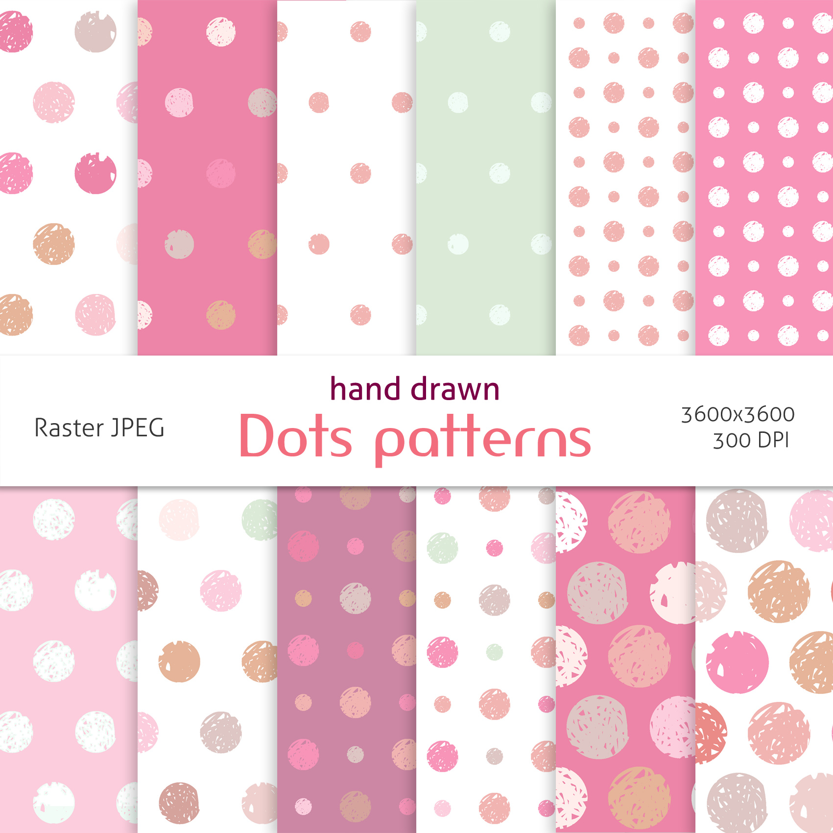 Hand Drawn Polka Dot Patterns, Digital Paper Pack, Scrapbook | Inspire ...