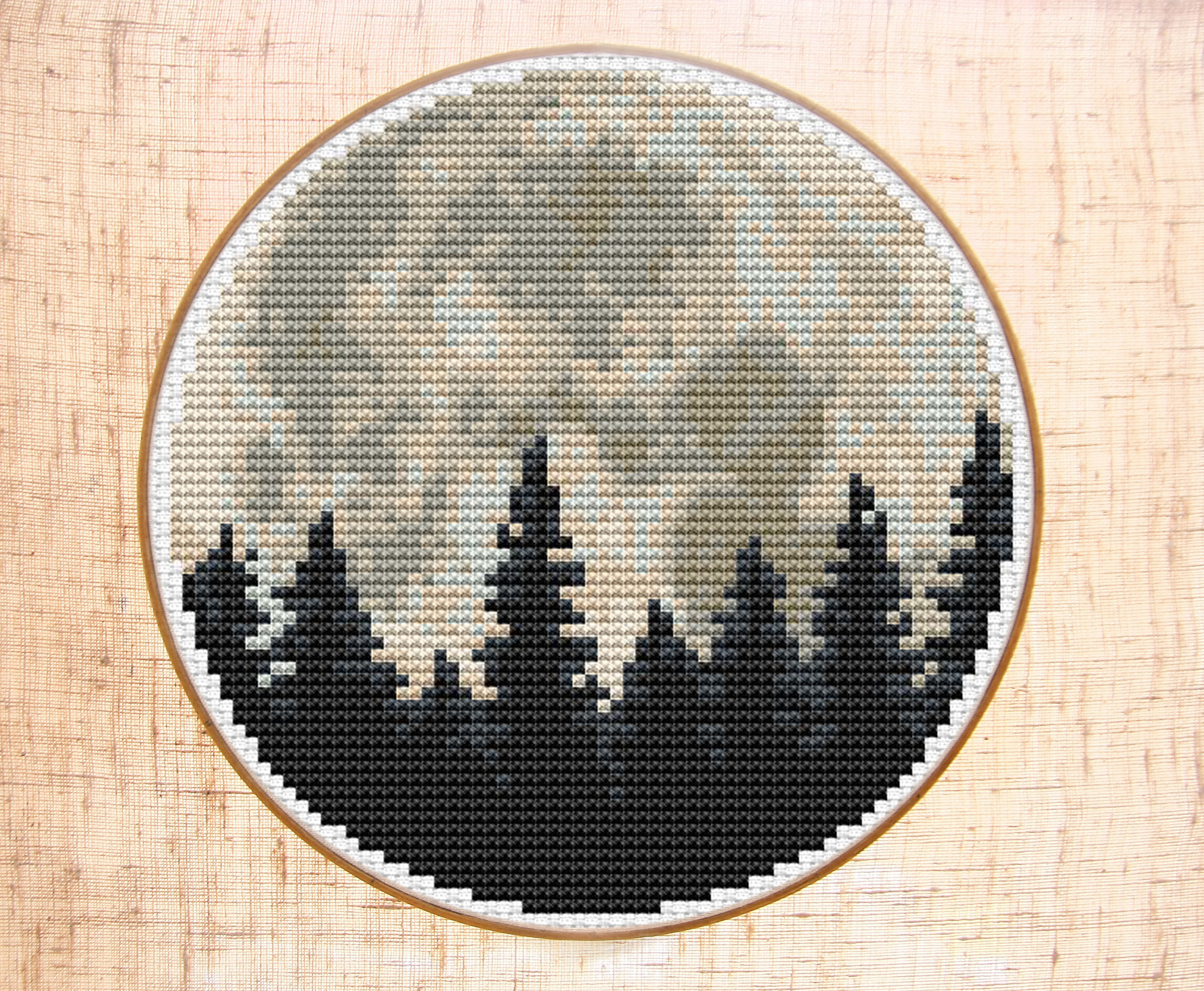 Forest and Moon Cross Stitch Pattern Modern Cross Stitch For | Inspire ...
