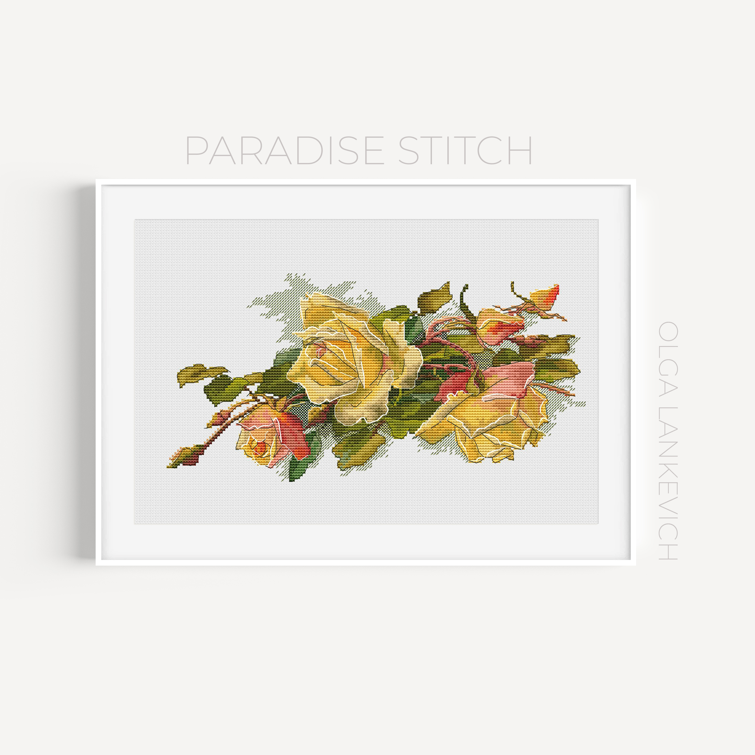 Yellow Roses cross stitch pattern PDF and Sag - Inspire Uplift