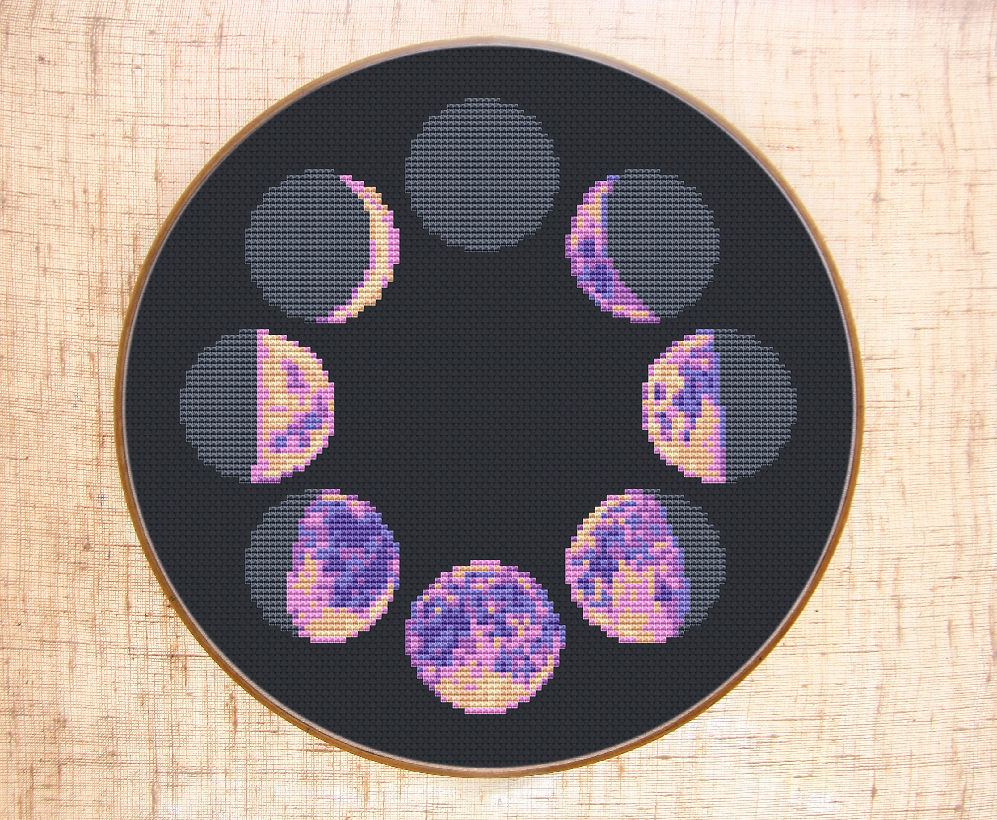 Moon phases cross stitch pattern Modern cross stitch Celesti | Inspire ...