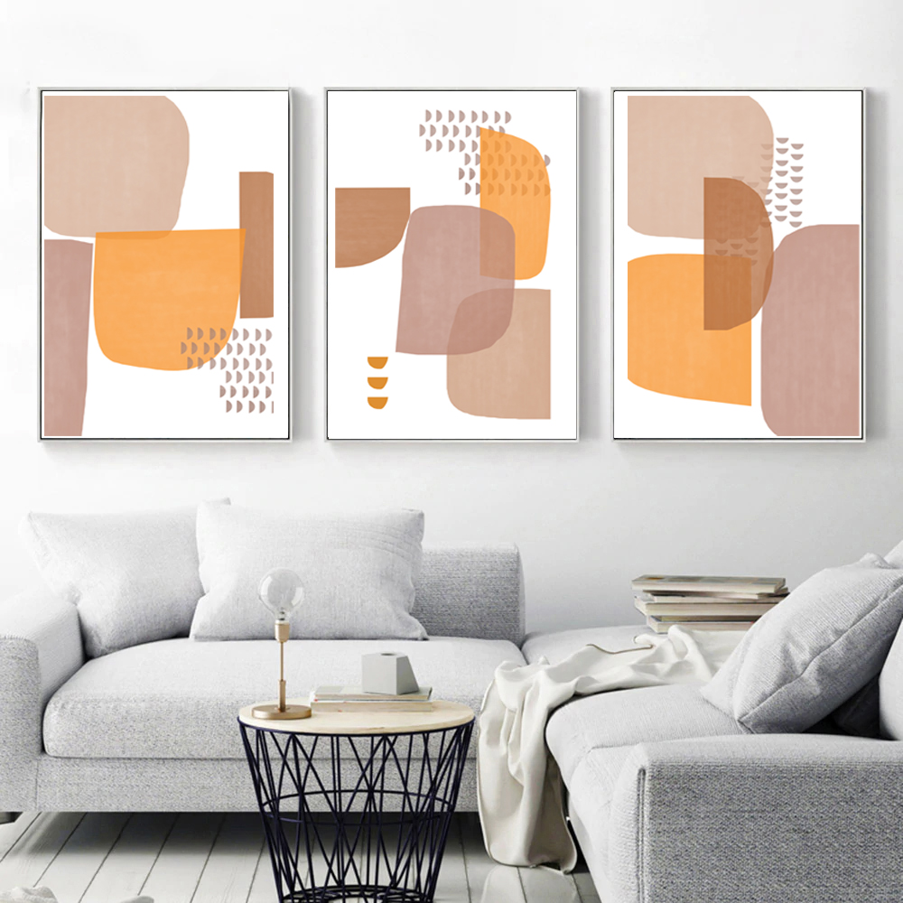 Abstract Shapes Art Set Of 3 Prints Large Triptych Geometric | Inspire Uplift