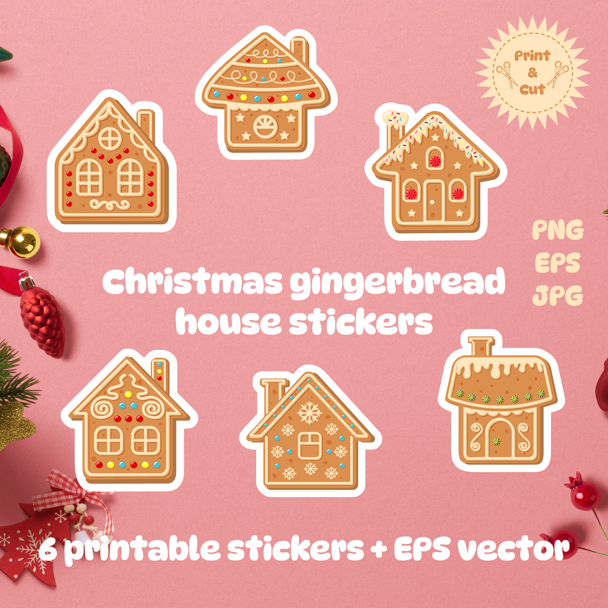 Christmas gingerbread house stickers | Inspire Uplift