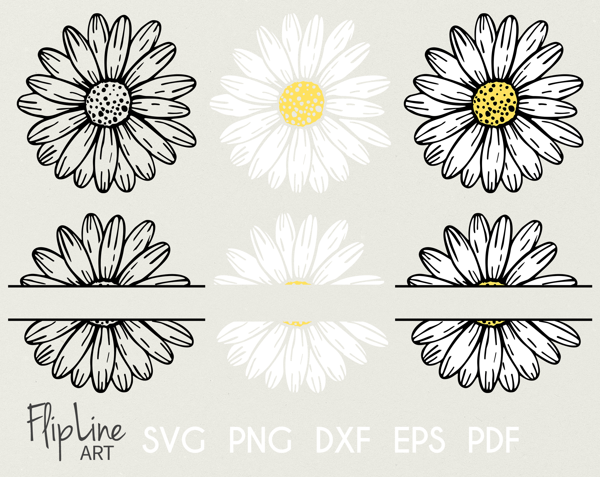 Daisy Flower bundle svg Simple Flower PNG clipart | Inspire Uplift