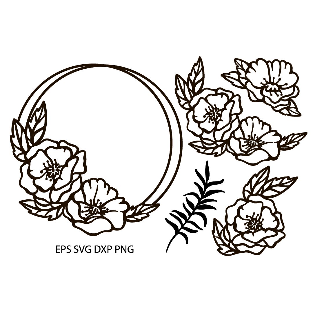 POPPY WREATH Svg Eps Dxf Png Vector From Flowers For Plotter | Inspire ...