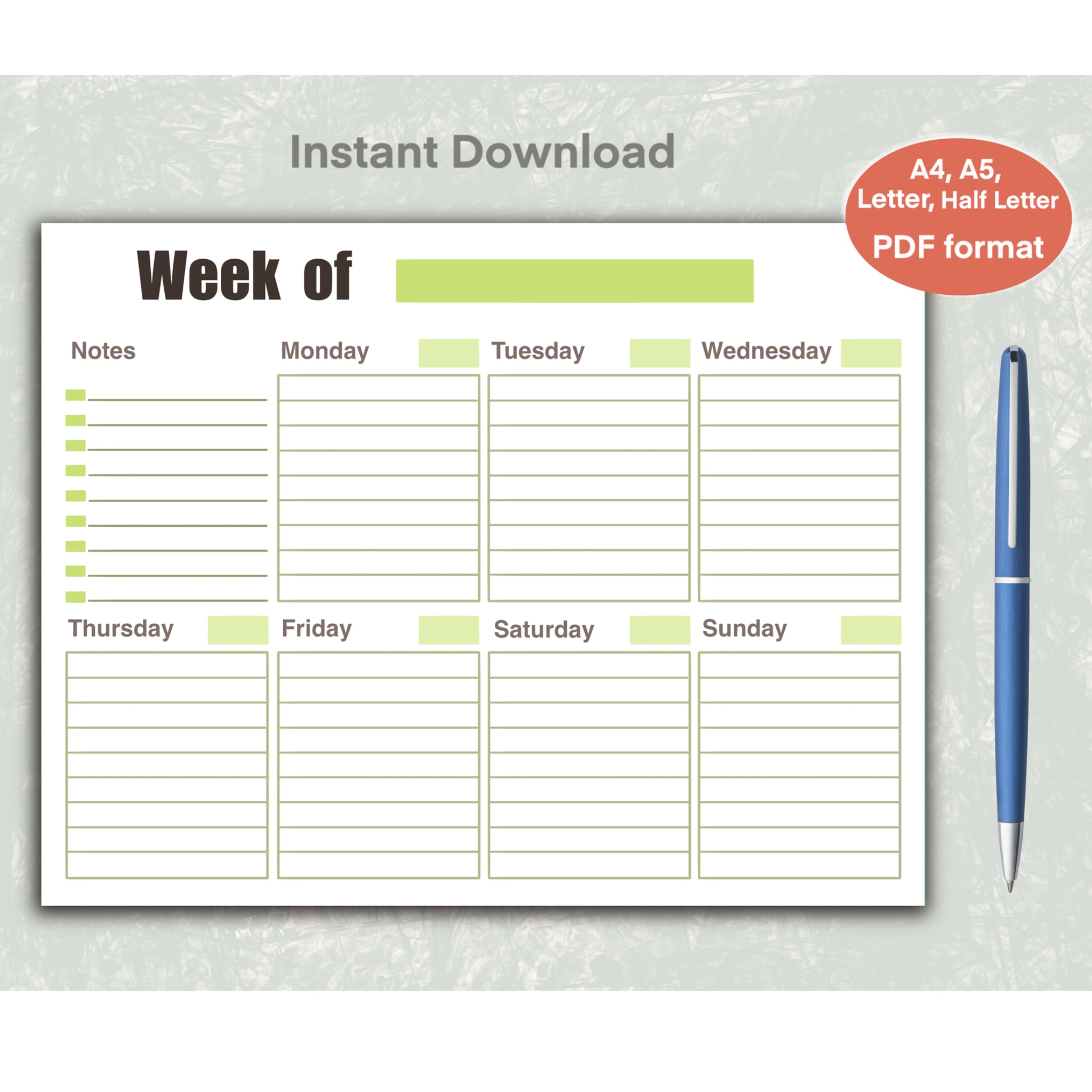 Weekly Planner, Printable Weekly Planner, Instant Download, | Inspire ...
