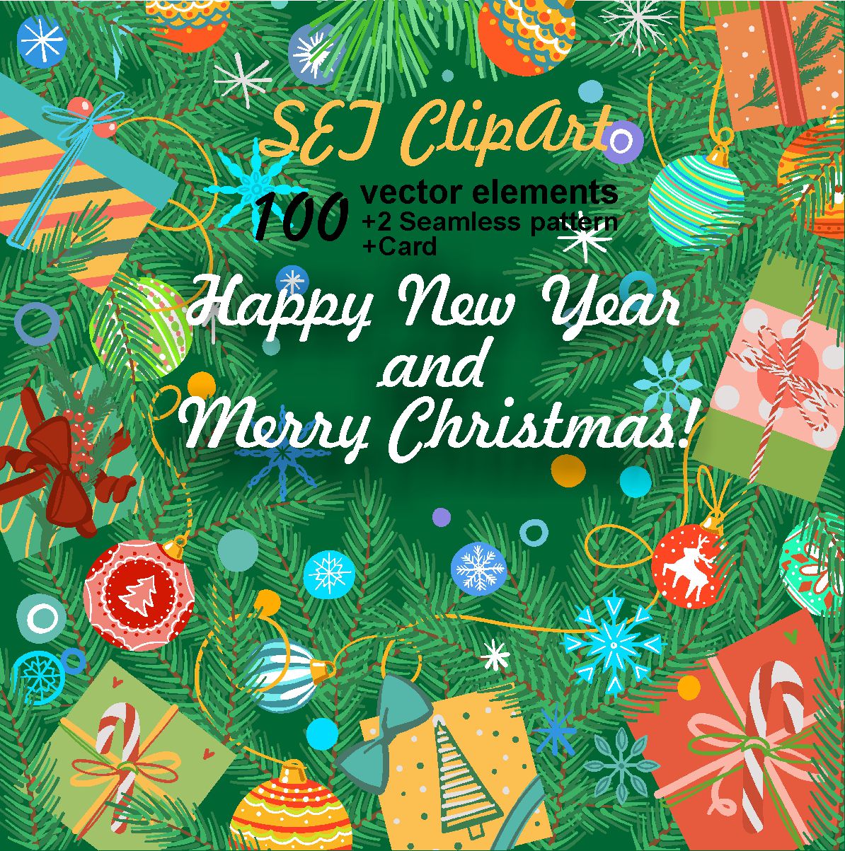 Clipart New Year Christmas winter illustration set vector | Inspire Uplift