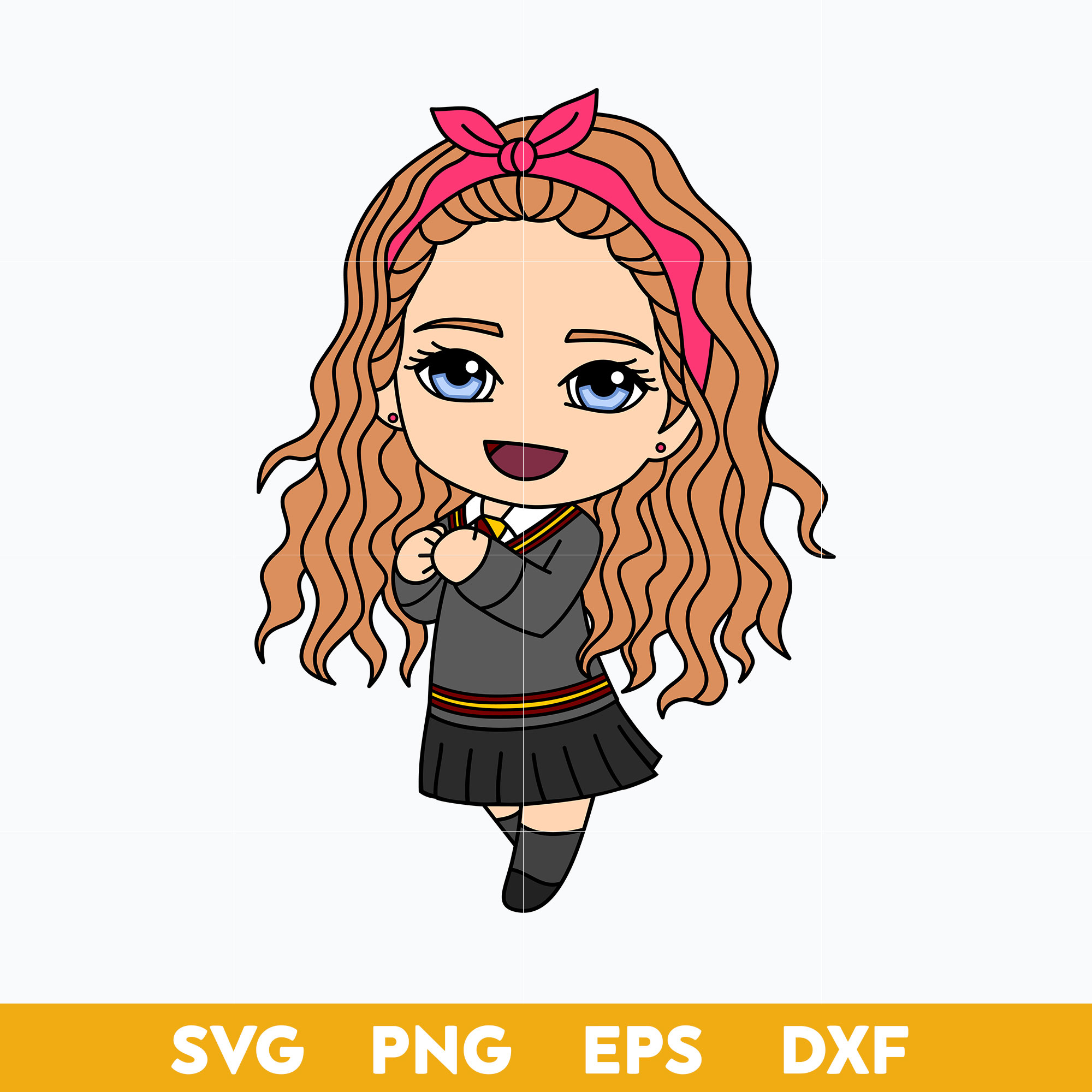 Cartoon Hermione Granger Chibi SVG, Harry Potter Character S | Inspire ...