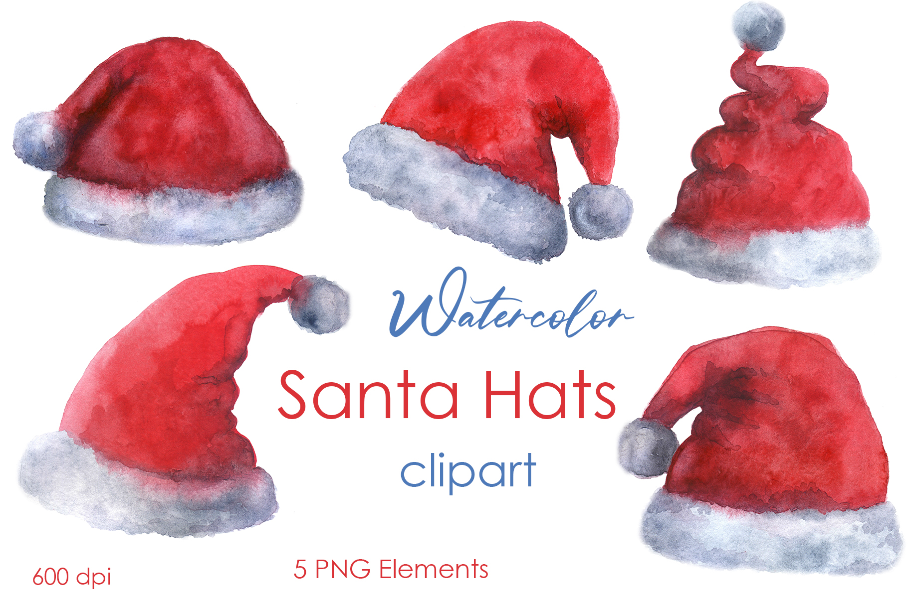 Watercolor-holiday-christmas-clipart-Santa-art-hat-png-Hand - Inspire ...