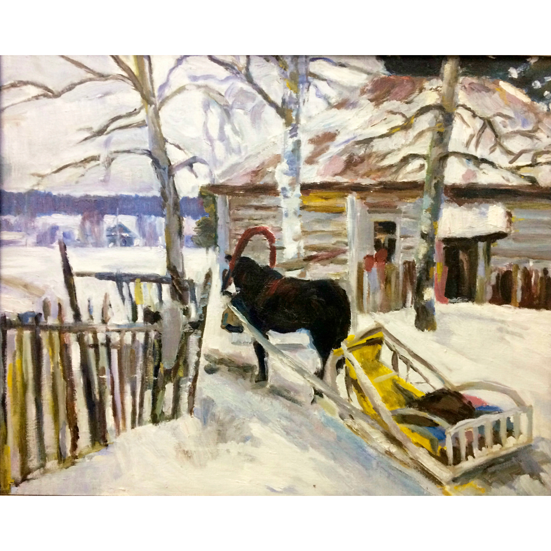 Winter landscape painting, Old Russian village canvas wall a | Inspire ...