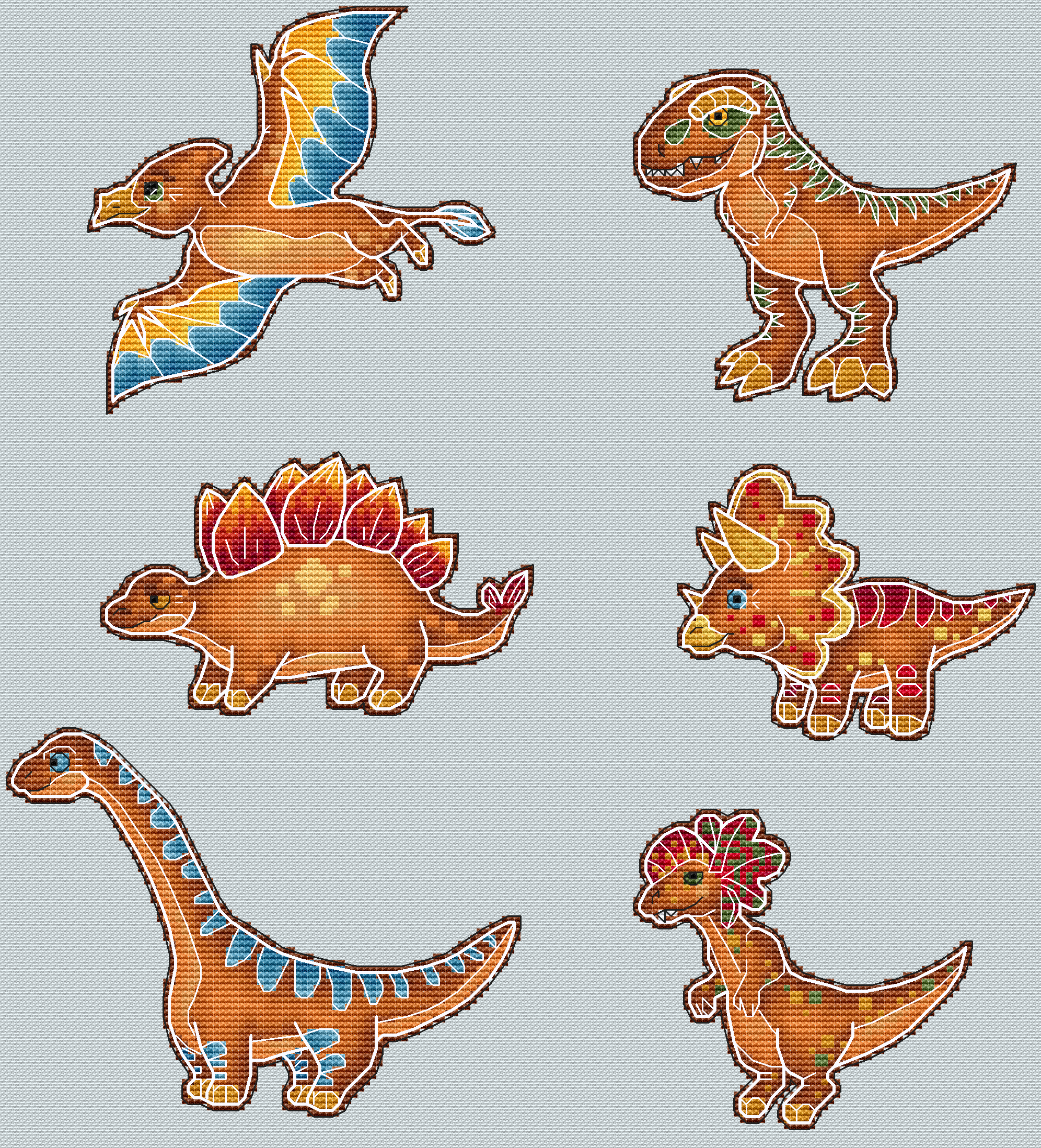 Gingerbread Dinosaurs cross stitch pattern PDF and SAGA - Inspire Uplift