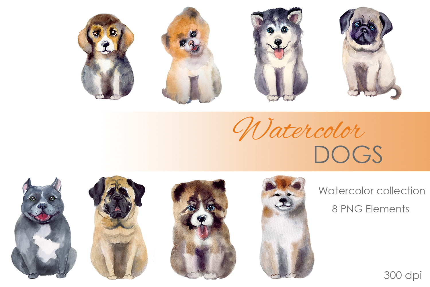 Watercolor Clipart. Dog clipart. Watercolor cute dog clipart - Inspire ...