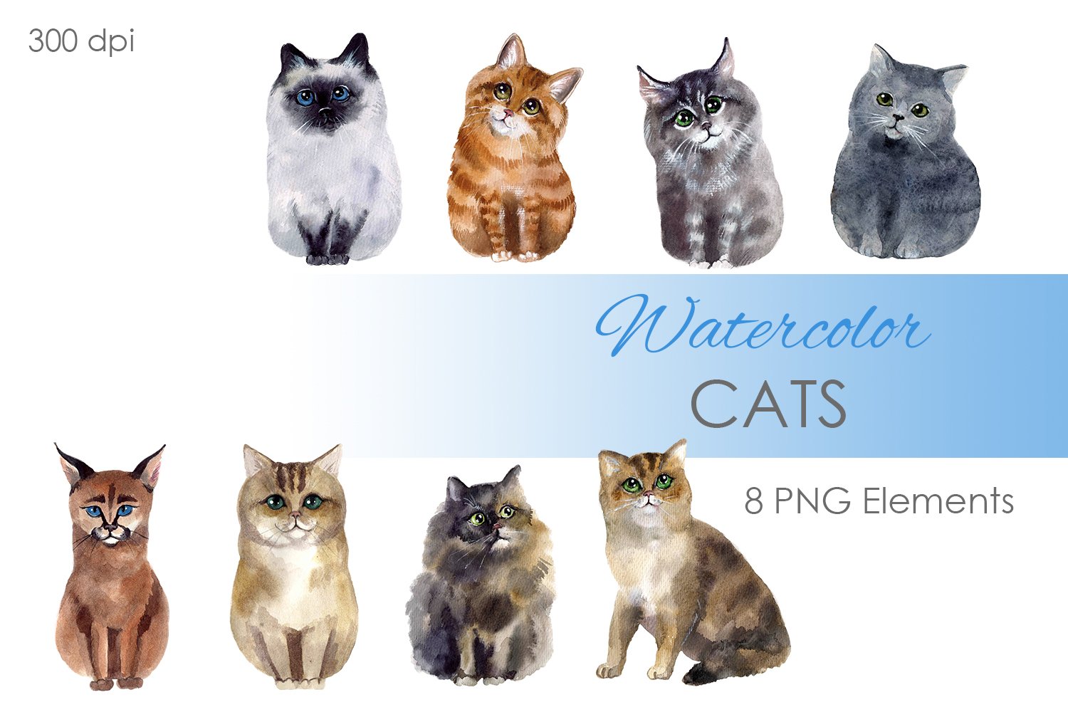 Watercolor Clipart. Cat Clipart. Digital pets clipart. Poste | Inspire ...