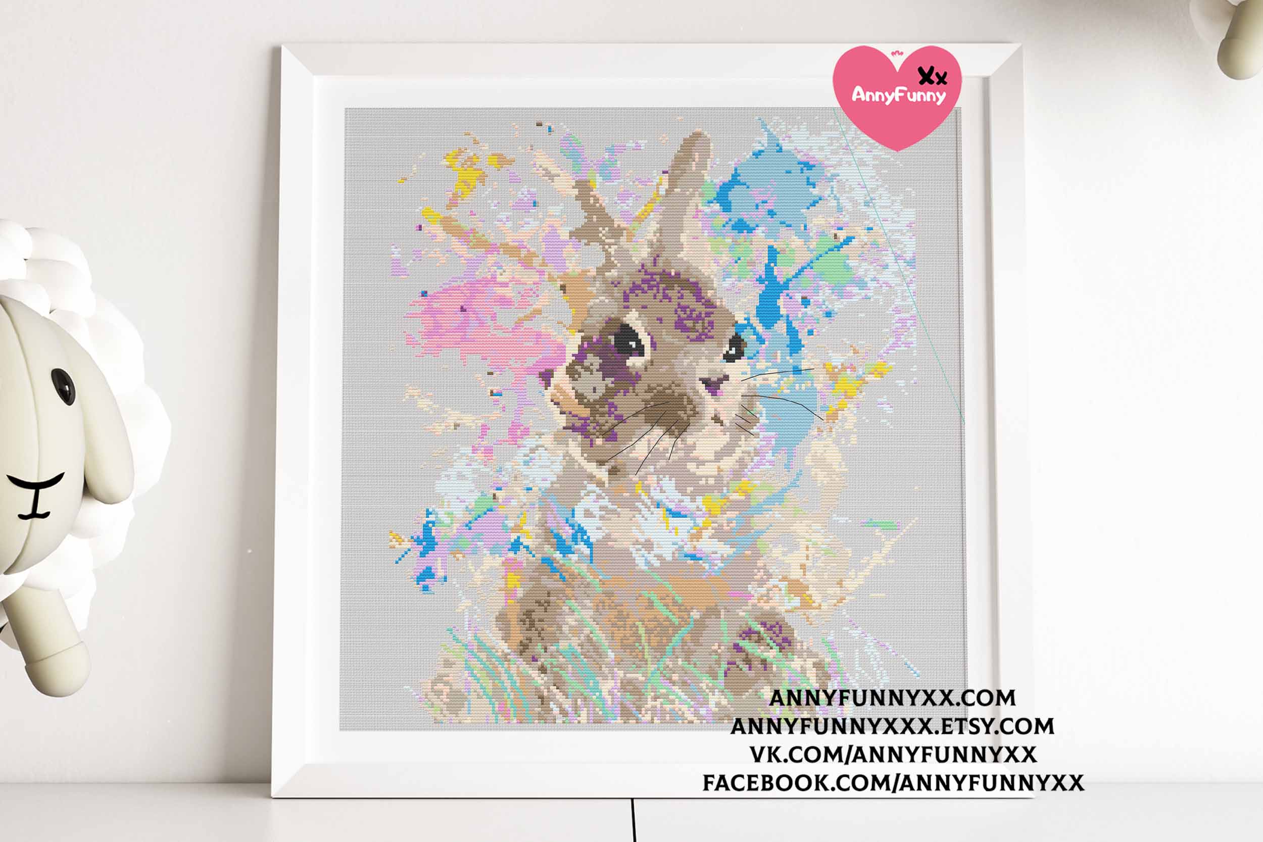 Cute bunny cross stitch pattern PDF Rabbit needlepoint embro | Inspire ...
