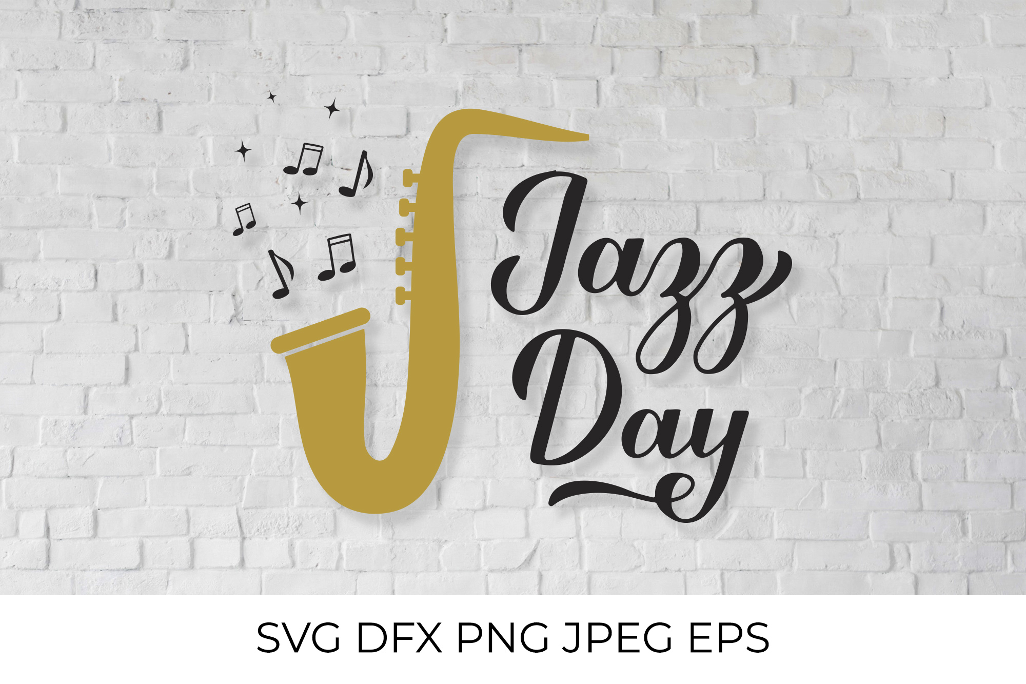 Jazz Day calligraphy hand lettering with saxophone SVG cut f | Inspire ...