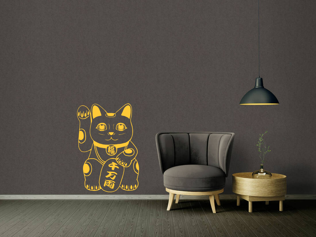 Maneki-Neko Cat Sticker Culture Of Japan Money Cat Wall Stic | Inspire ...