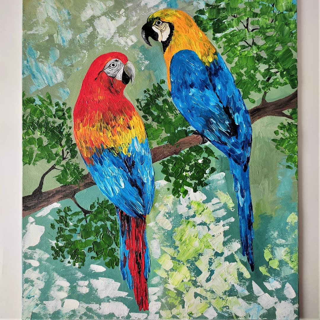 Parrot wall art, Macaw bird canvas wall art, Tropical bird p | Inspire ...