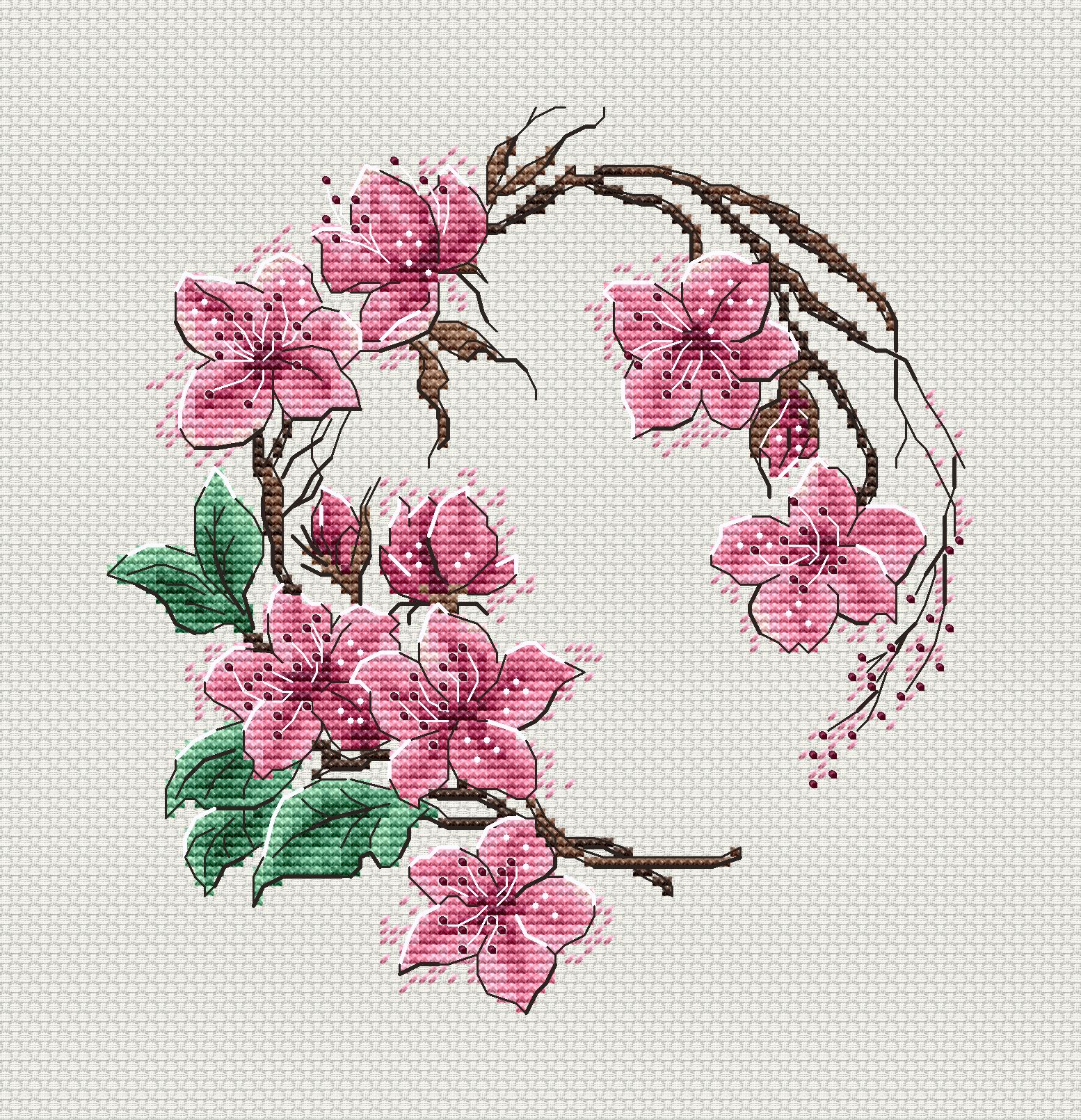 Cherry branch Cross Stitch Pattern | Inspire Uplift