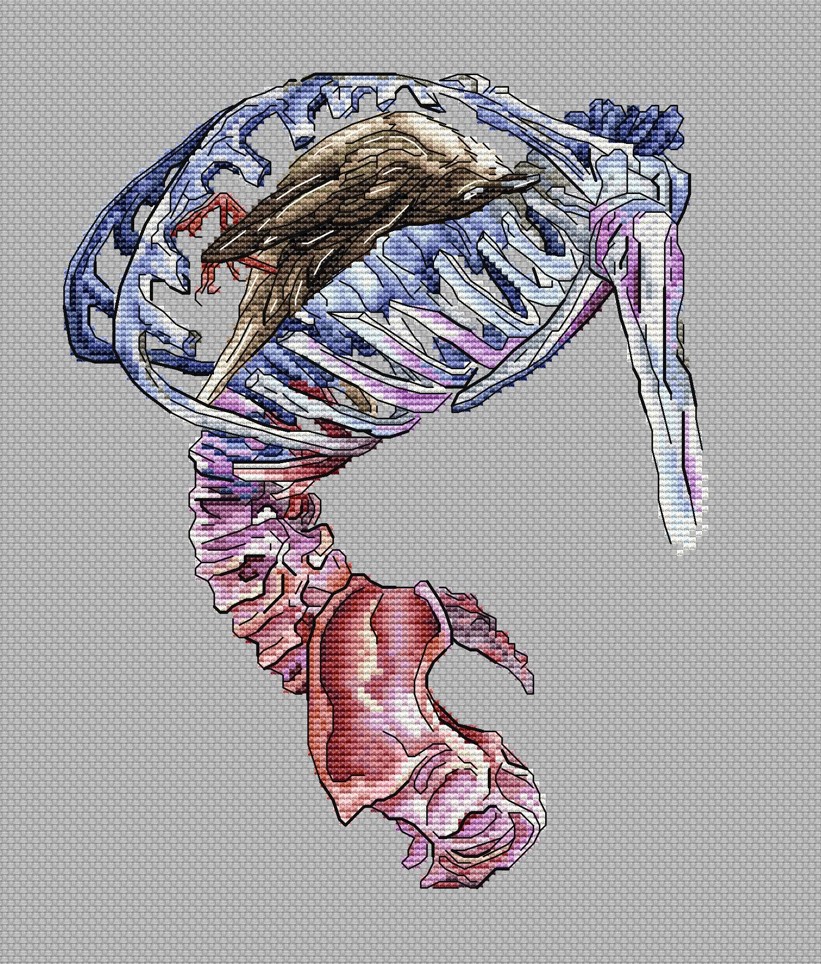 cross stitch cage, cross stitch bird, skeleton, chest, ribs, | Inspire ...