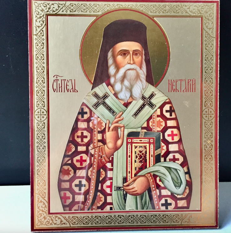 St. Nectarios of Aegena | Lithography icon print on Wood | S | Inspire ...