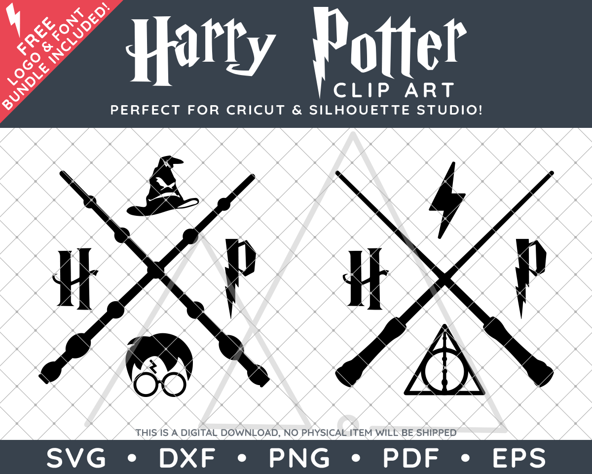 Harry Potter Clip Art SVG DXF PNG PDF - Two Deathly Hallows - Inspire ...