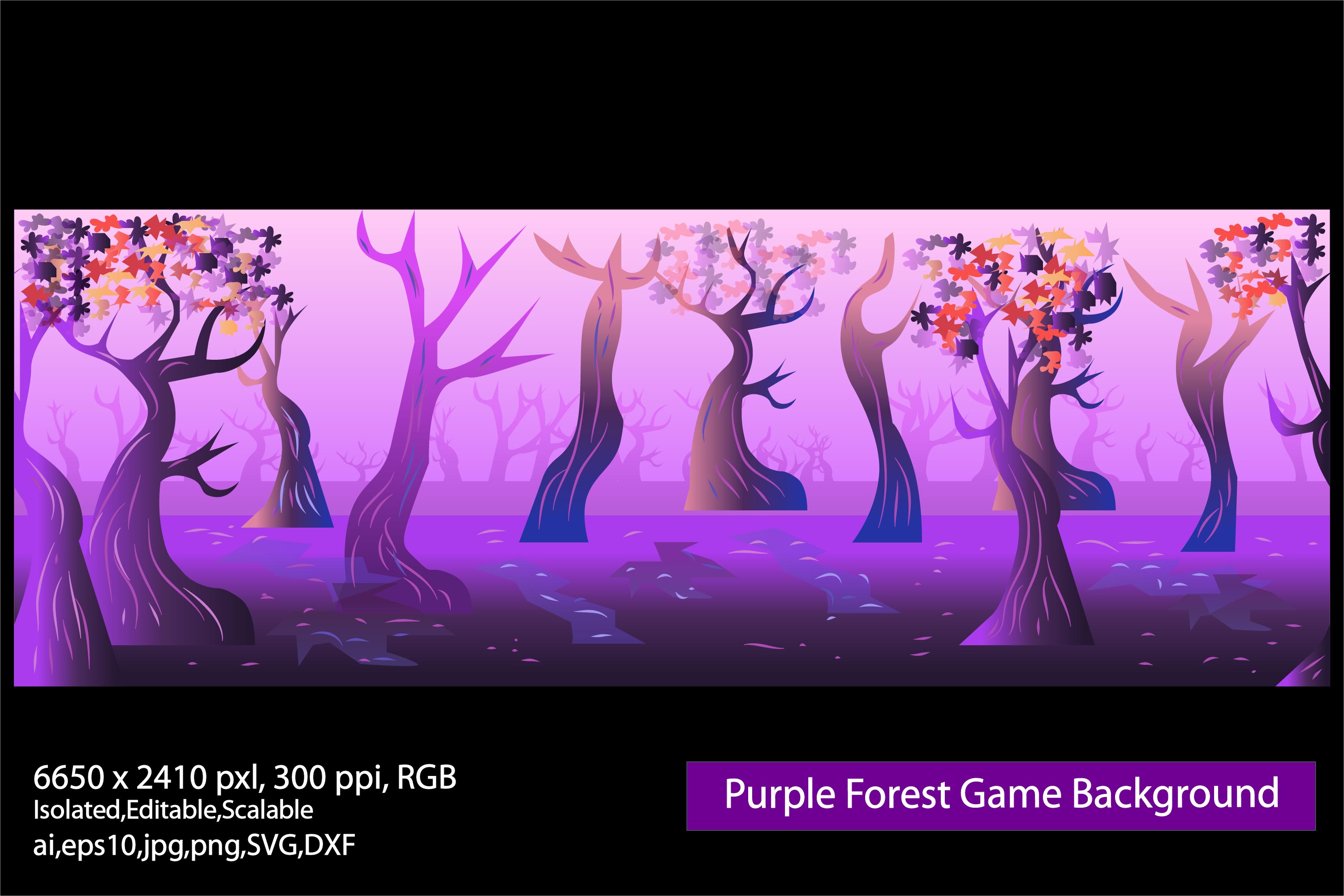 Purple Forest Landscape Game Background Vector Illustration - Inspire ...