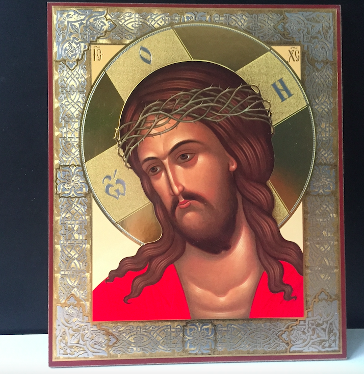 Jesus with a Crown of Thorns, Christian lithography icon, 8, - Inspire ...