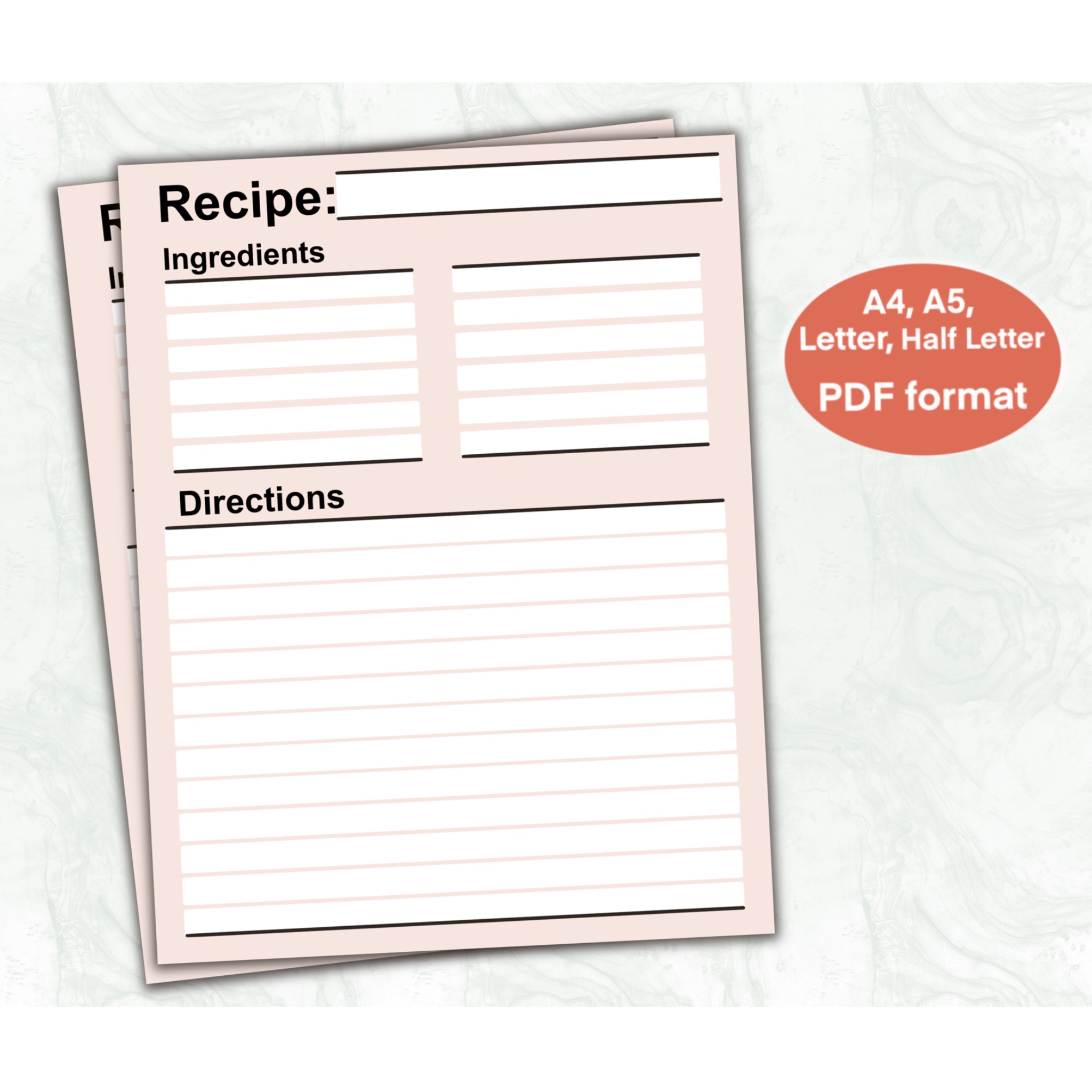 Recipe Template, Printable Recipe, Recipe Page, Cookbook Tem | Inspire ...