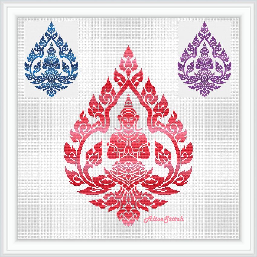 Cross stitch pattern Buddha silhouette god Yoga man Chakras - Inspire ...