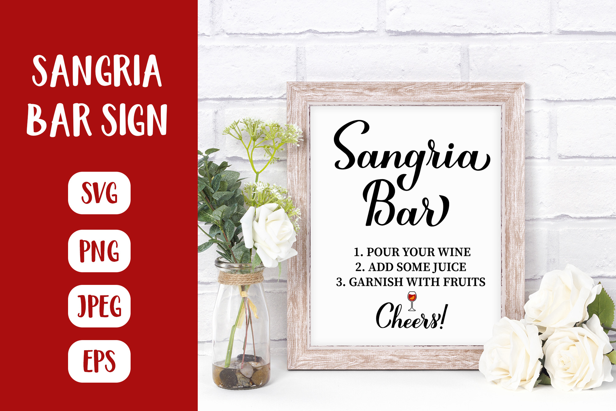 Sangria Bar Sign Hand Lettered SVG. Summer Drink - Inspire Uplift