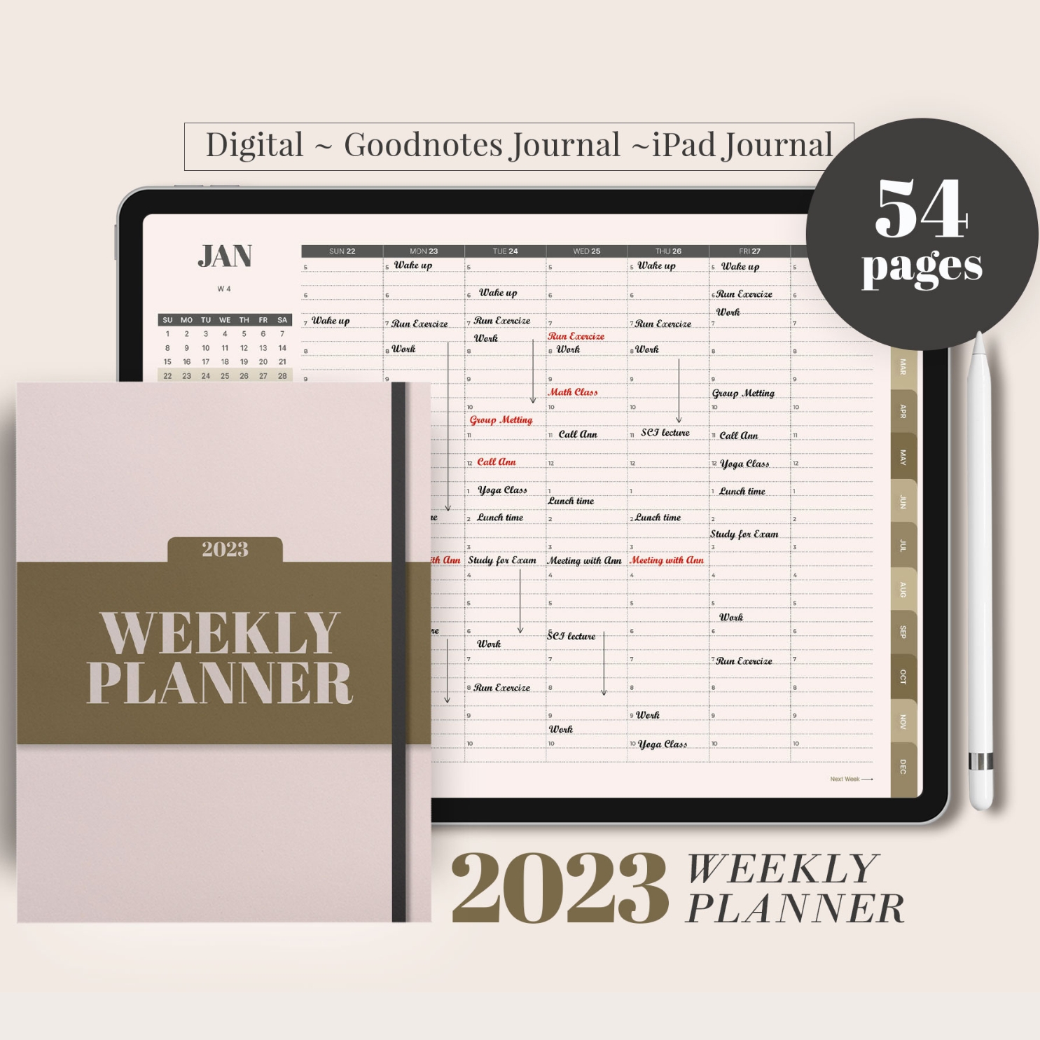 2023 DIGITAL Weekly Planner, Minimalist Dated, Goodnotes | Inspire Uplift