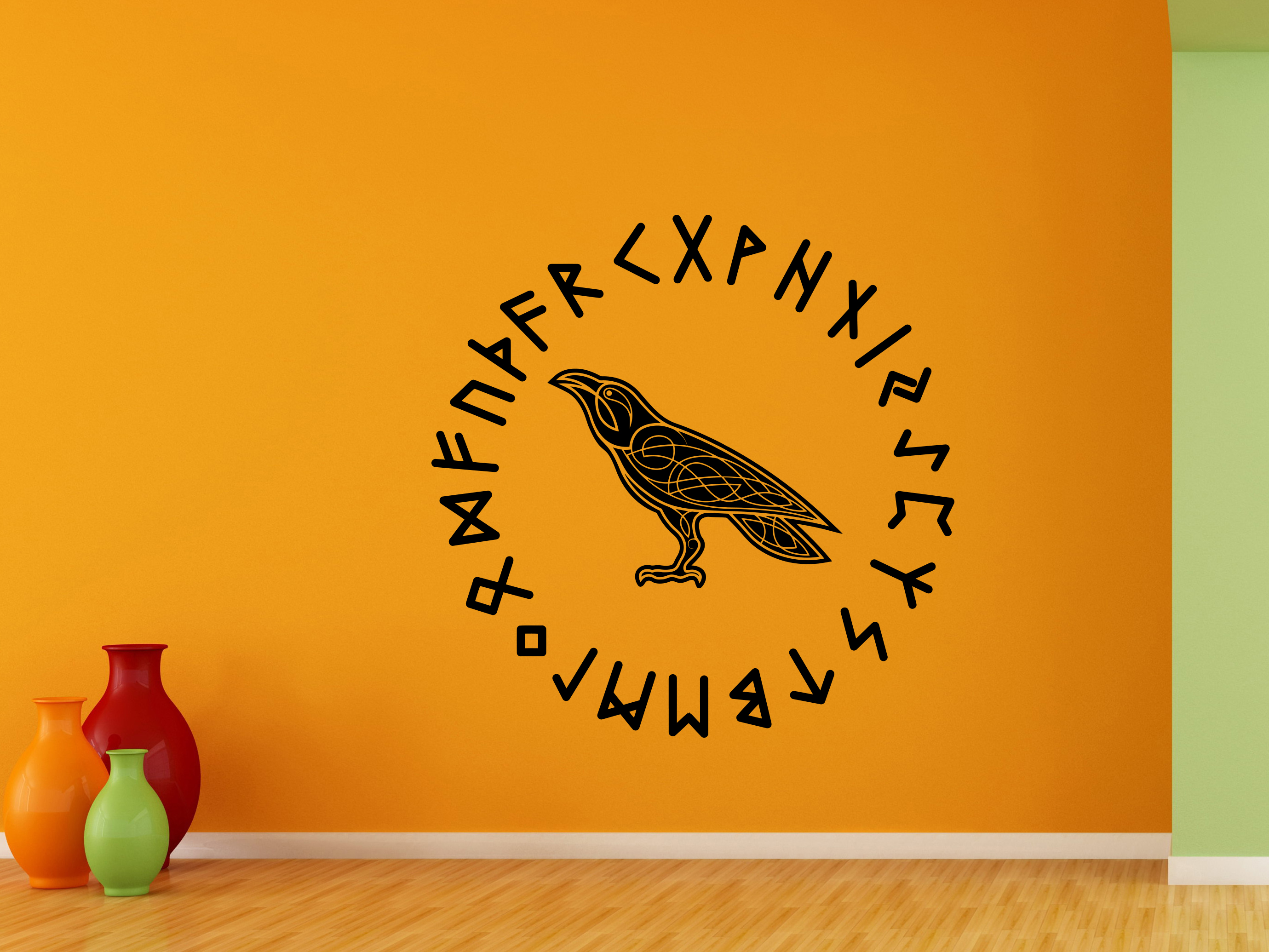 Raven Of Odin Sticker Scandinavian Mythology Runes Symbols W - Inspire ...