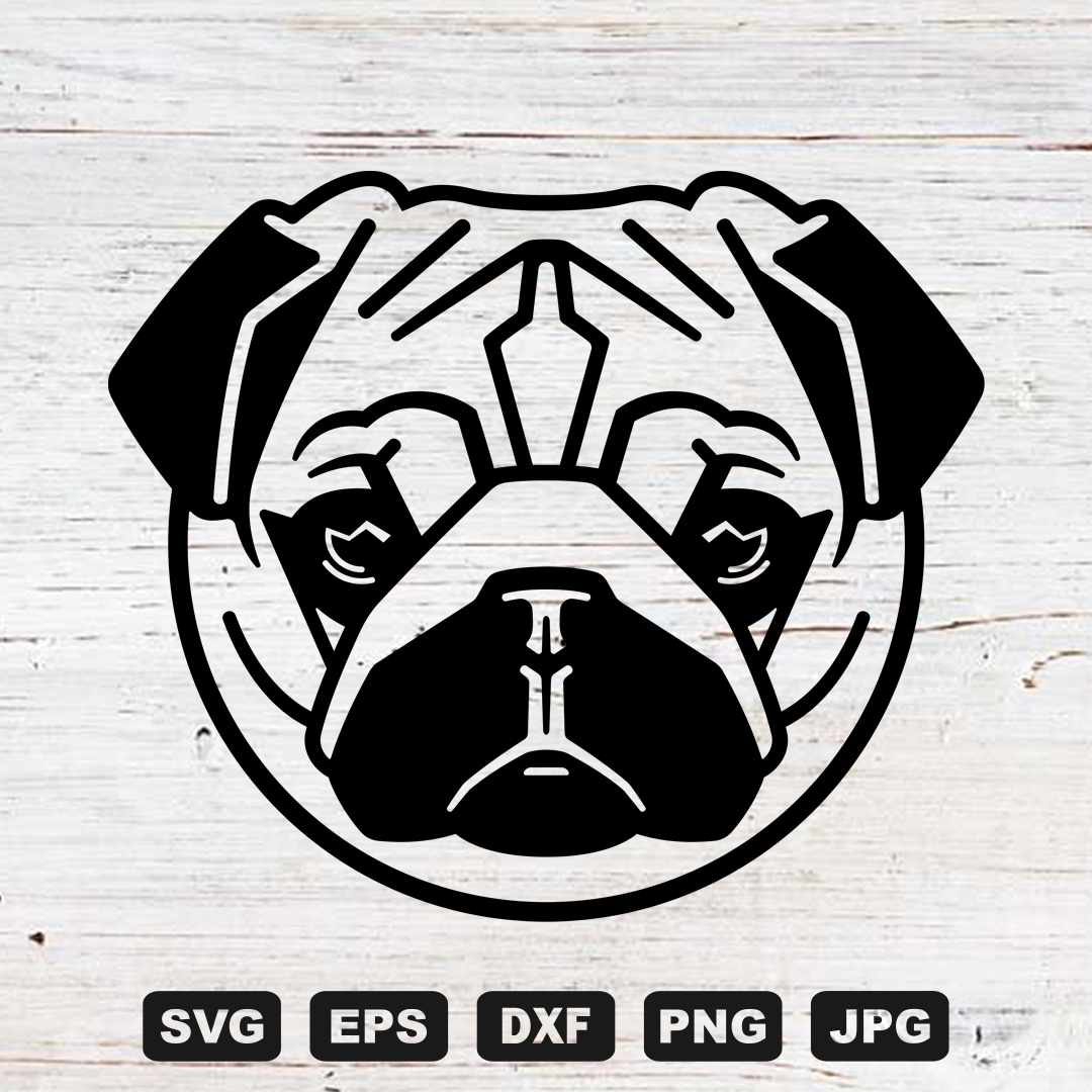 Pug Head SVG Cutting Files, Dog Digital Clip Art, Files for | Inspire ...