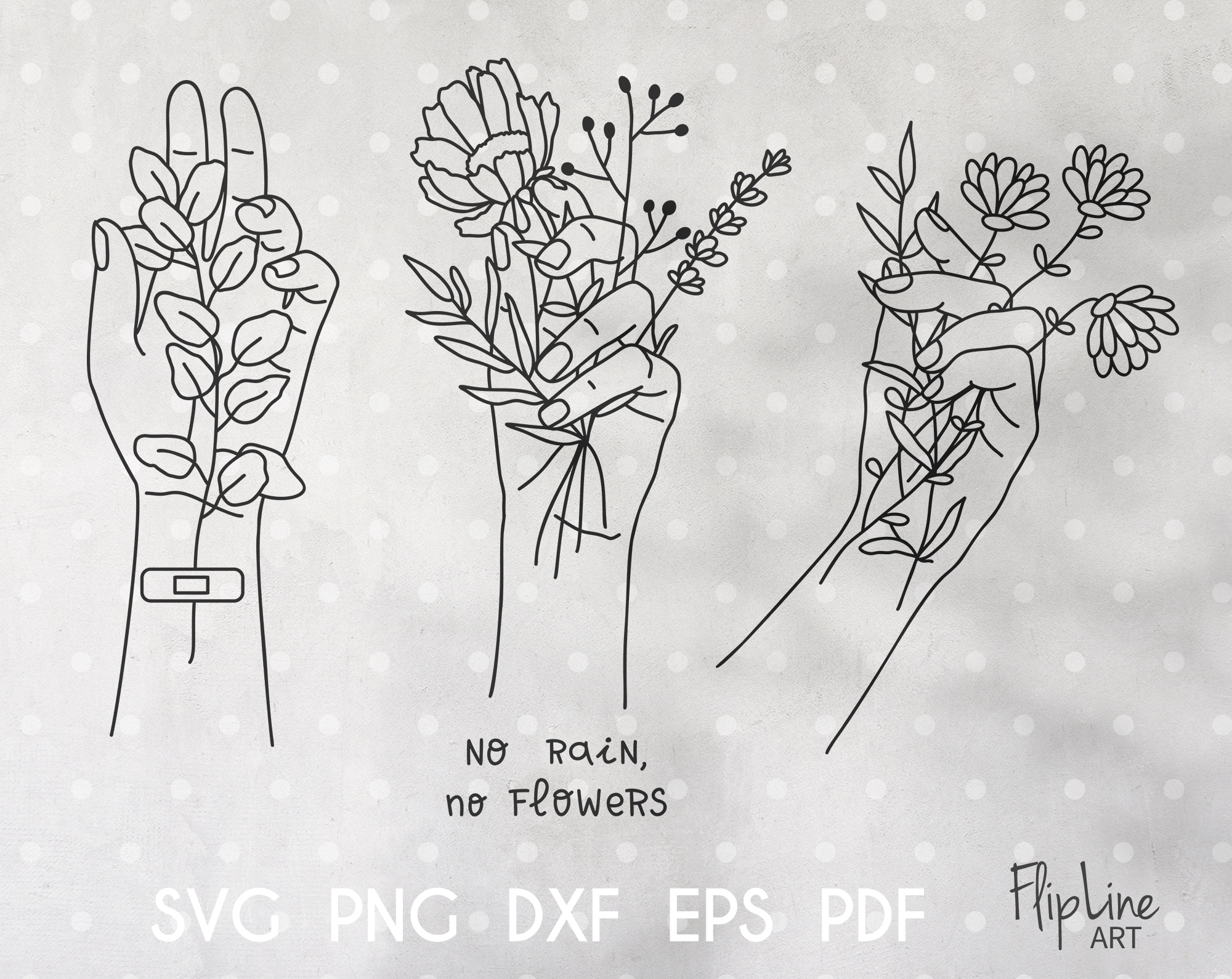 Hand with flowers, Wildflower SVG & PNG botanical clipart | Inspire Uplift