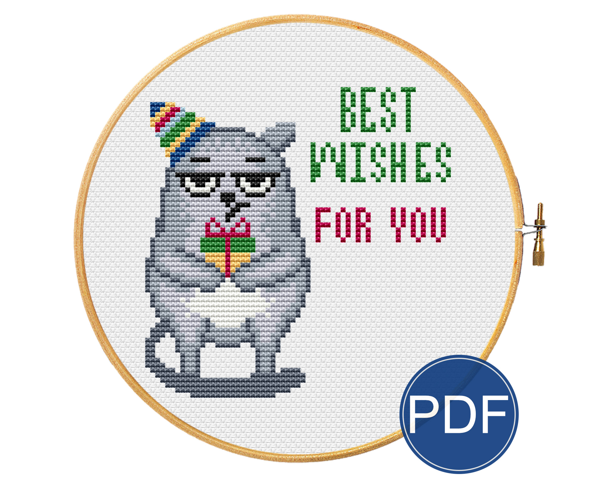 Best wishes. Grumpy cat for cross stitch pattern - Inspire Uplift