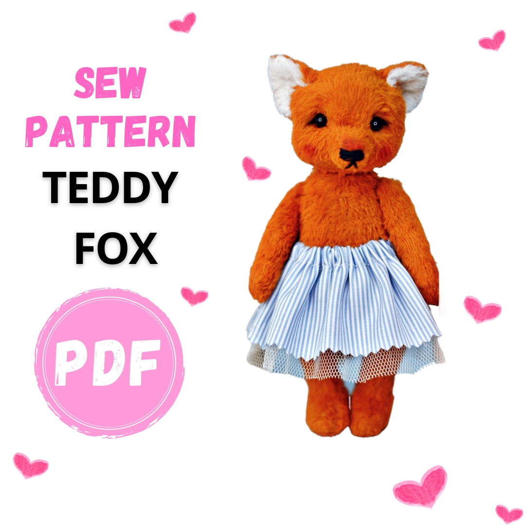 Teddy Fox Sewing Pattern , Fox stuffed Toy, Fox Doll sewing | Inspire ...