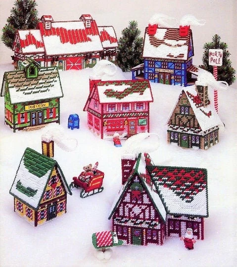 Mansfield Santa Village - PDF Vintage Plastic Canvas Pattern | Inspire ...