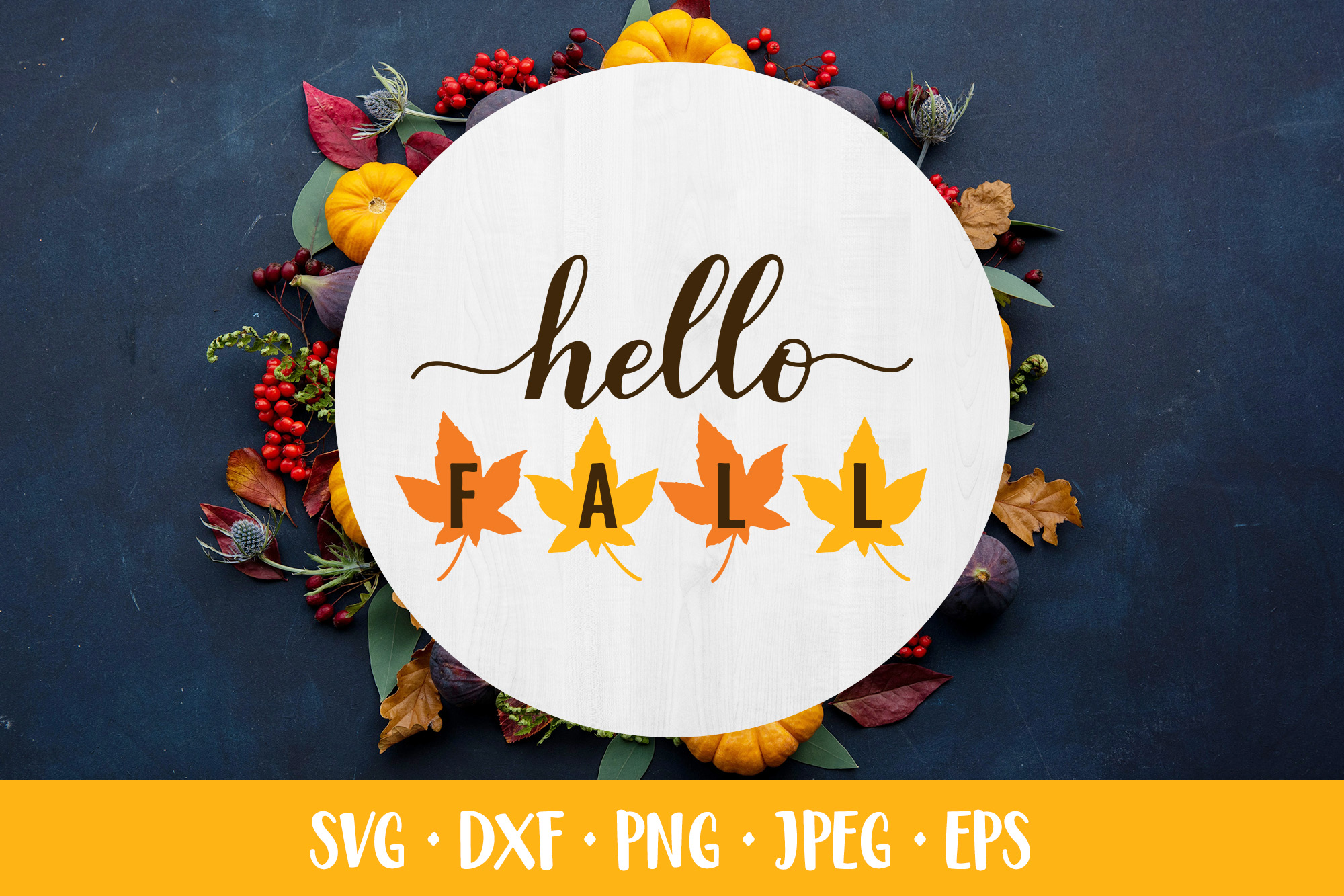 Hello fall. Maple leaves. Autumn farmhouse sign. SVG cut fil | Inspire ...