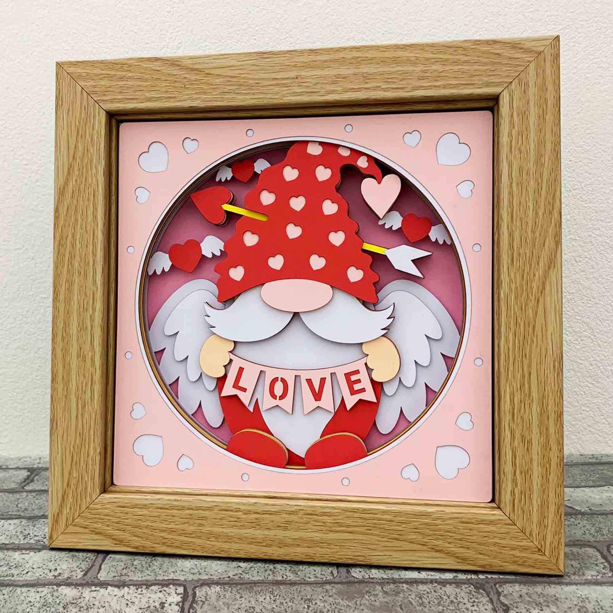 Valentine Gnome Shadow Box SVG 3D Cupid Gnome Shadow Box V Inspire