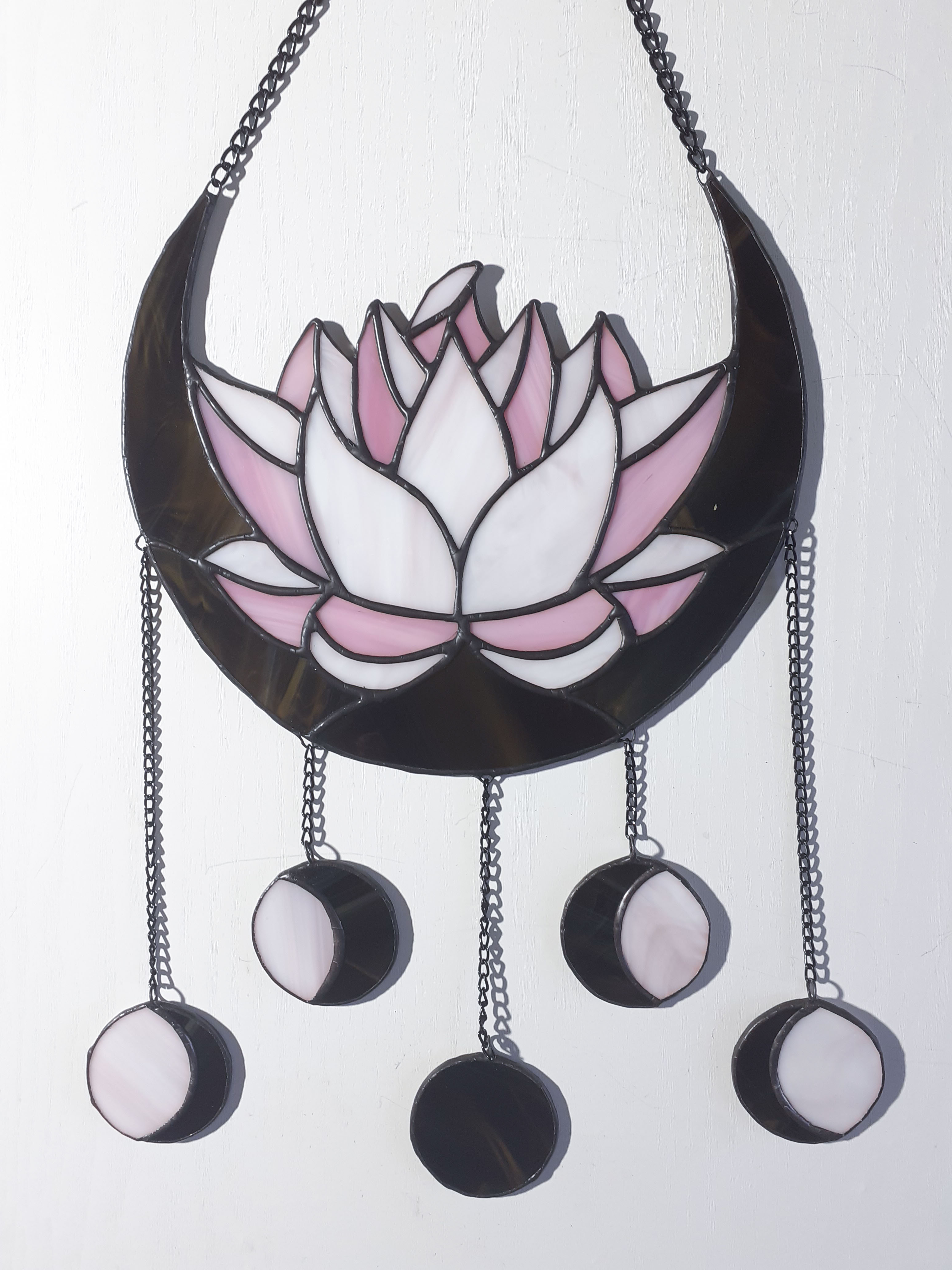 Moon Phases Dreamcatcher, Stained Glass Suncatcher Succulent - Inspire ...