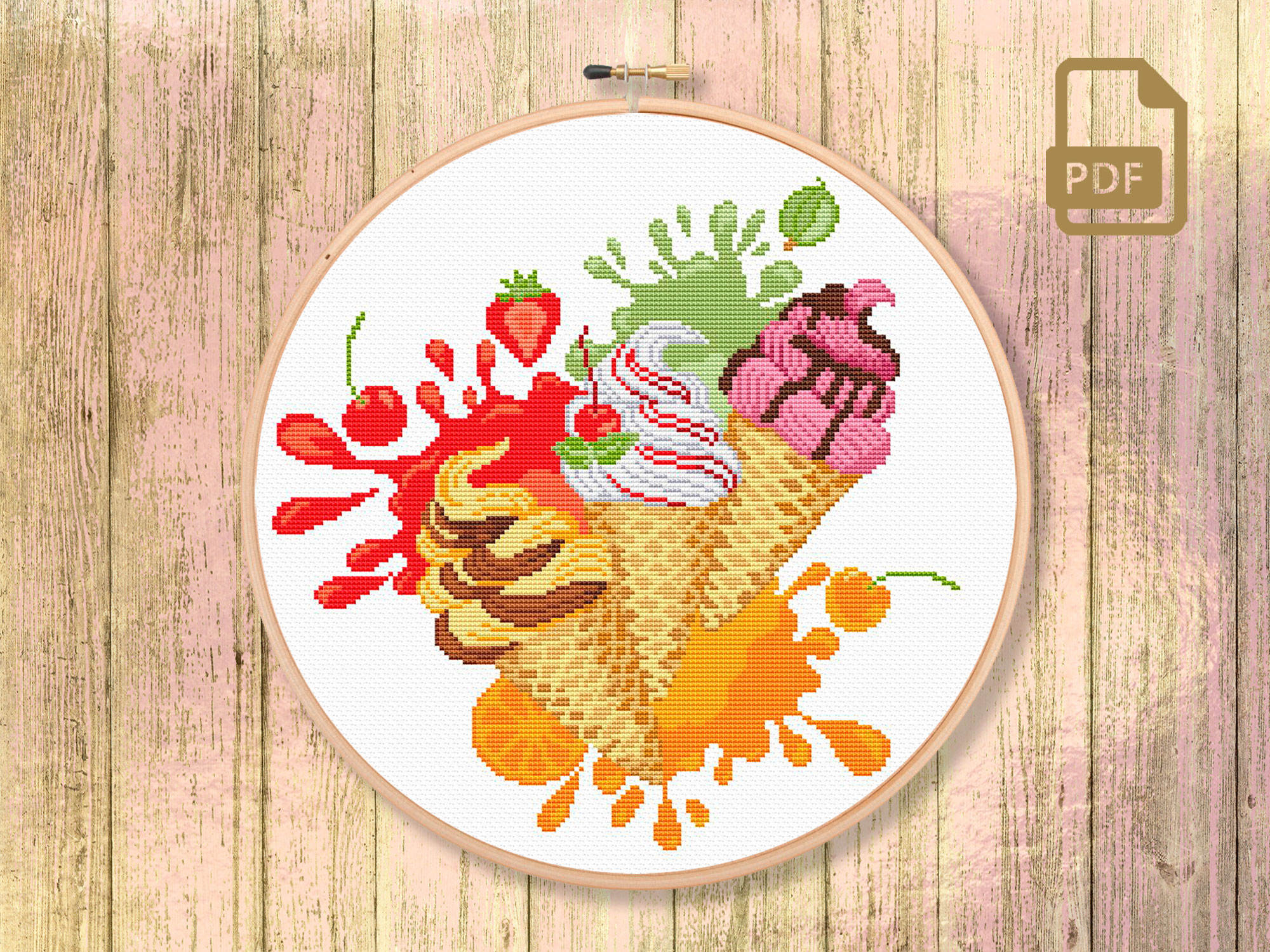 Ice Cream Cross Stitch Pattern #ktn_006 | Inspire Uplift