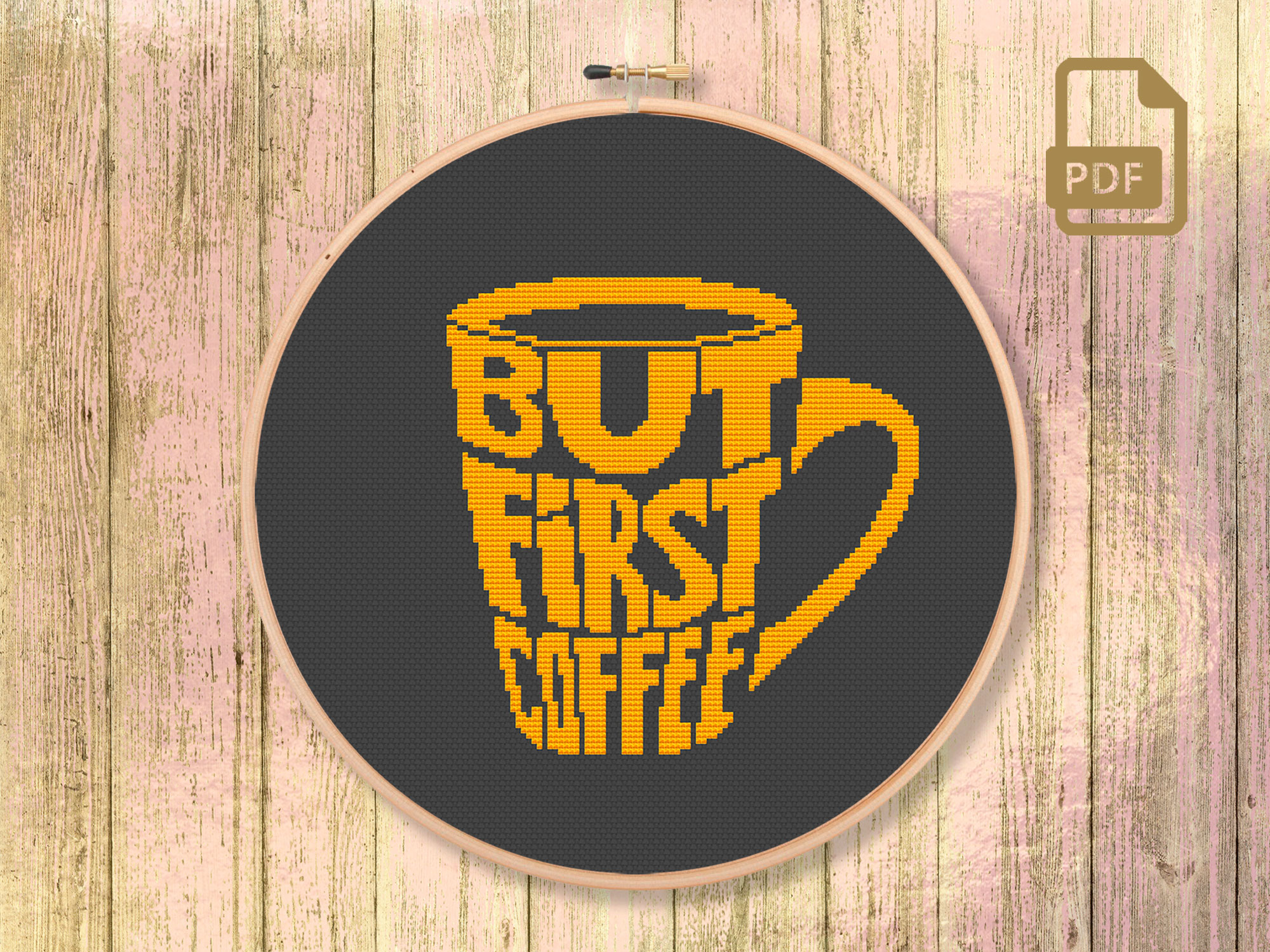 But First Coffee Cross Stitch Pattern #ktn_004 - Inspire Uplift