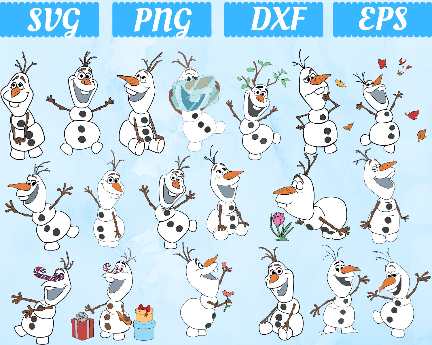 Big SVG Bundle, Digital Download, Olaf svg, Olaf clipart, Ol | Inspire ...