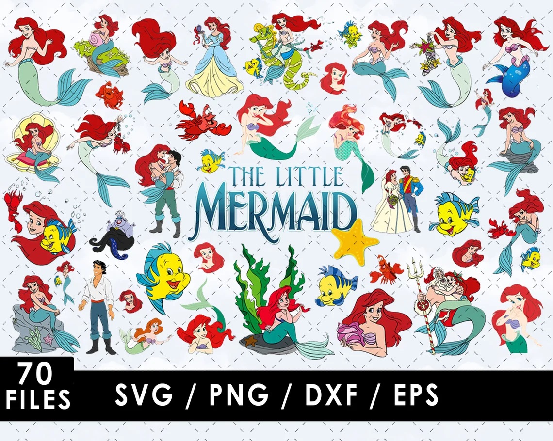 Little Mermaid Svg Files, Mermaid Png Images, Layered Files | Inspire ...