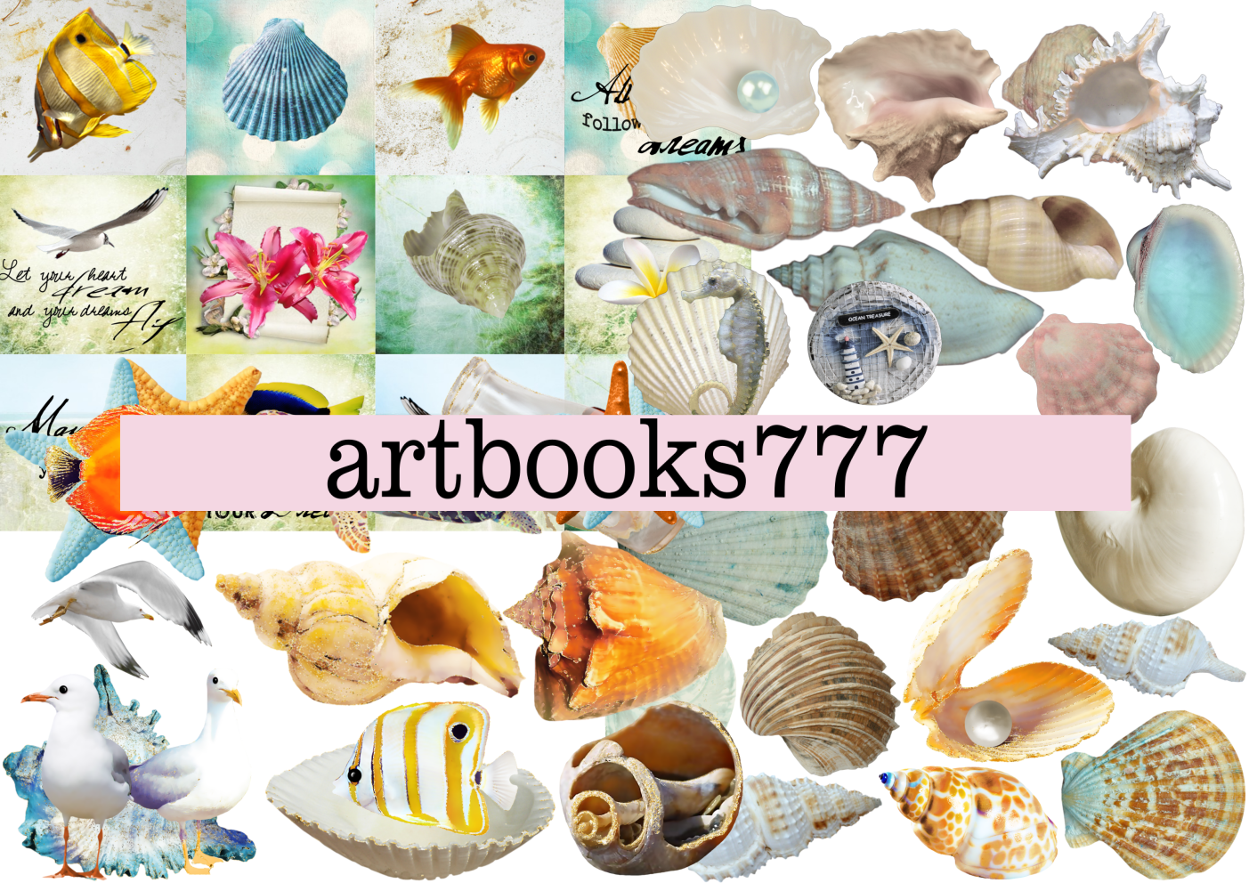 Ocean-beach-ephemera-4, scrapbooking, digital paper, sheets - Inspire ...