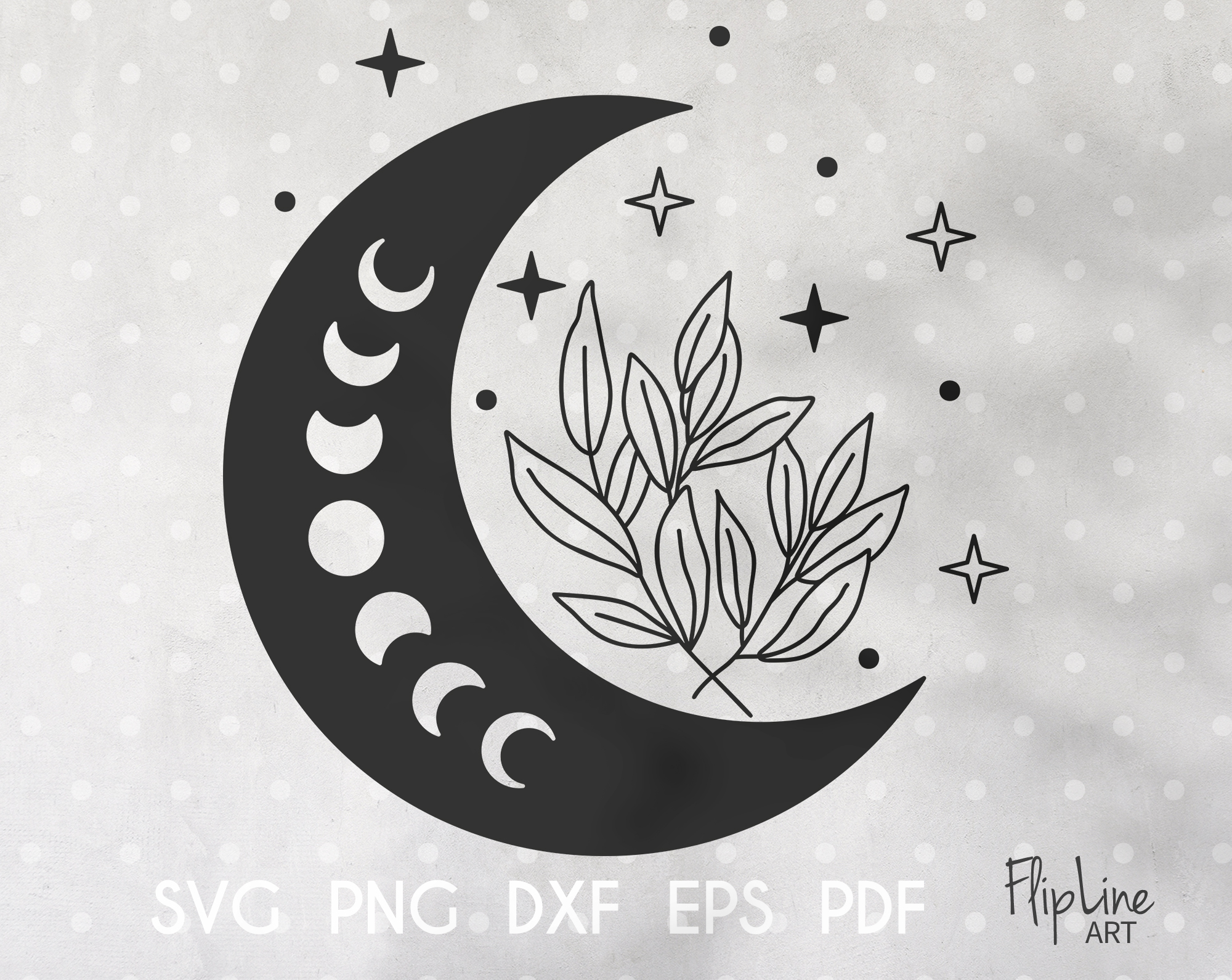 Boho Moon SVG Branch svg Leaves svg Celestial clipart Cresce - Inspire ...