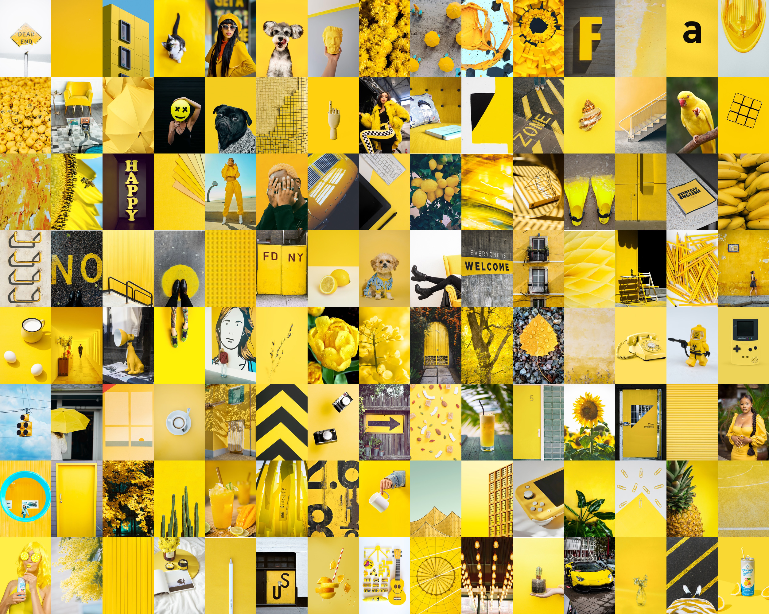 120 PCS Yellow aesthetic wall collage kit DIGITAL DOWNLOAD | Inspire Uplift