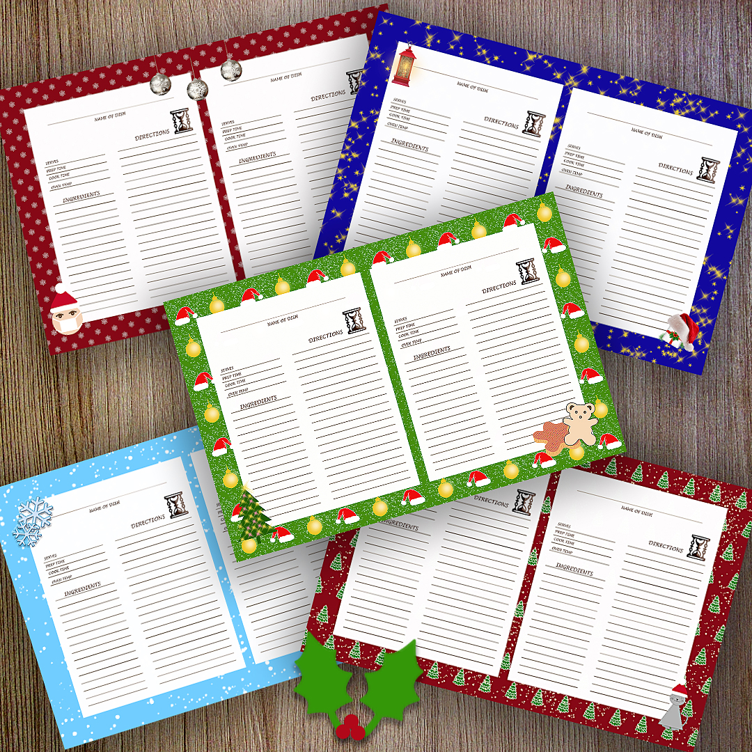 Digital Christmas kitchen recipe card template | Inspire Uplift